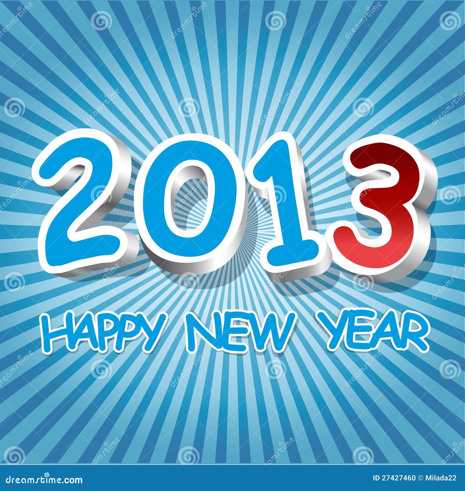 Happy New Year in 3D stock vector. Illustration of card - 27427460