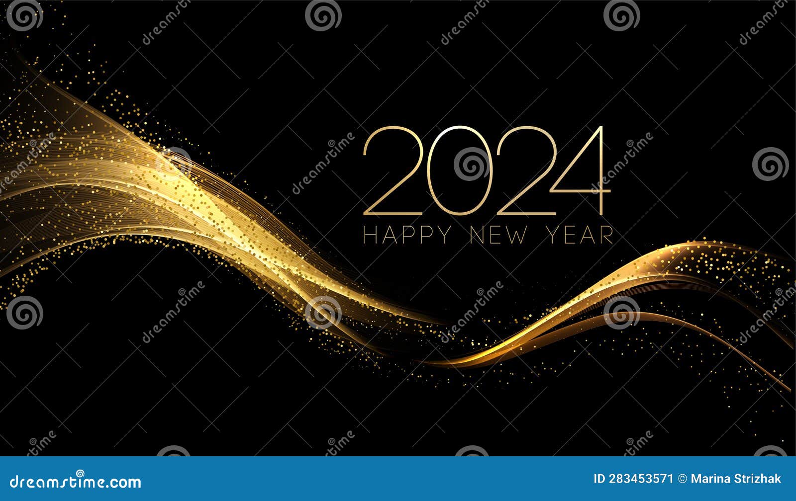 2024 New Year Abstract Shiny Color Gold Wave Design Element Stock ...
