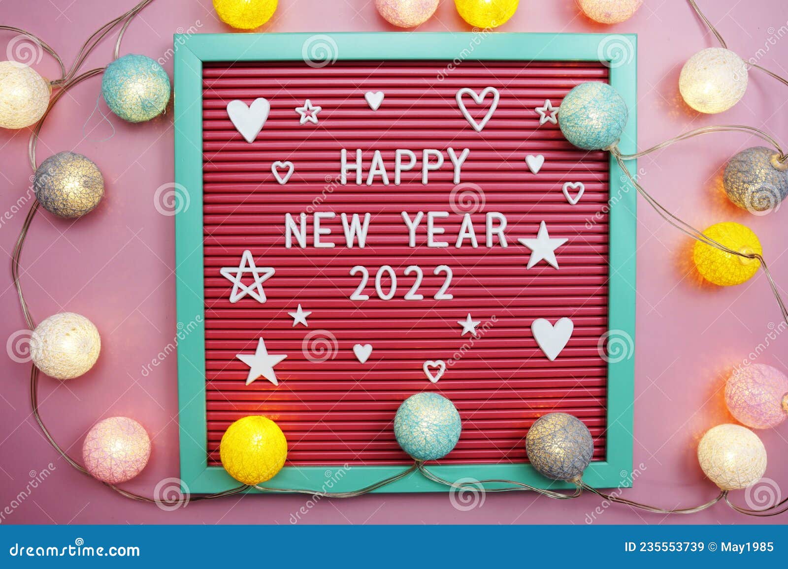 Happy New Year 2022 Alphabet Letters on Pink Background Stock Image ...