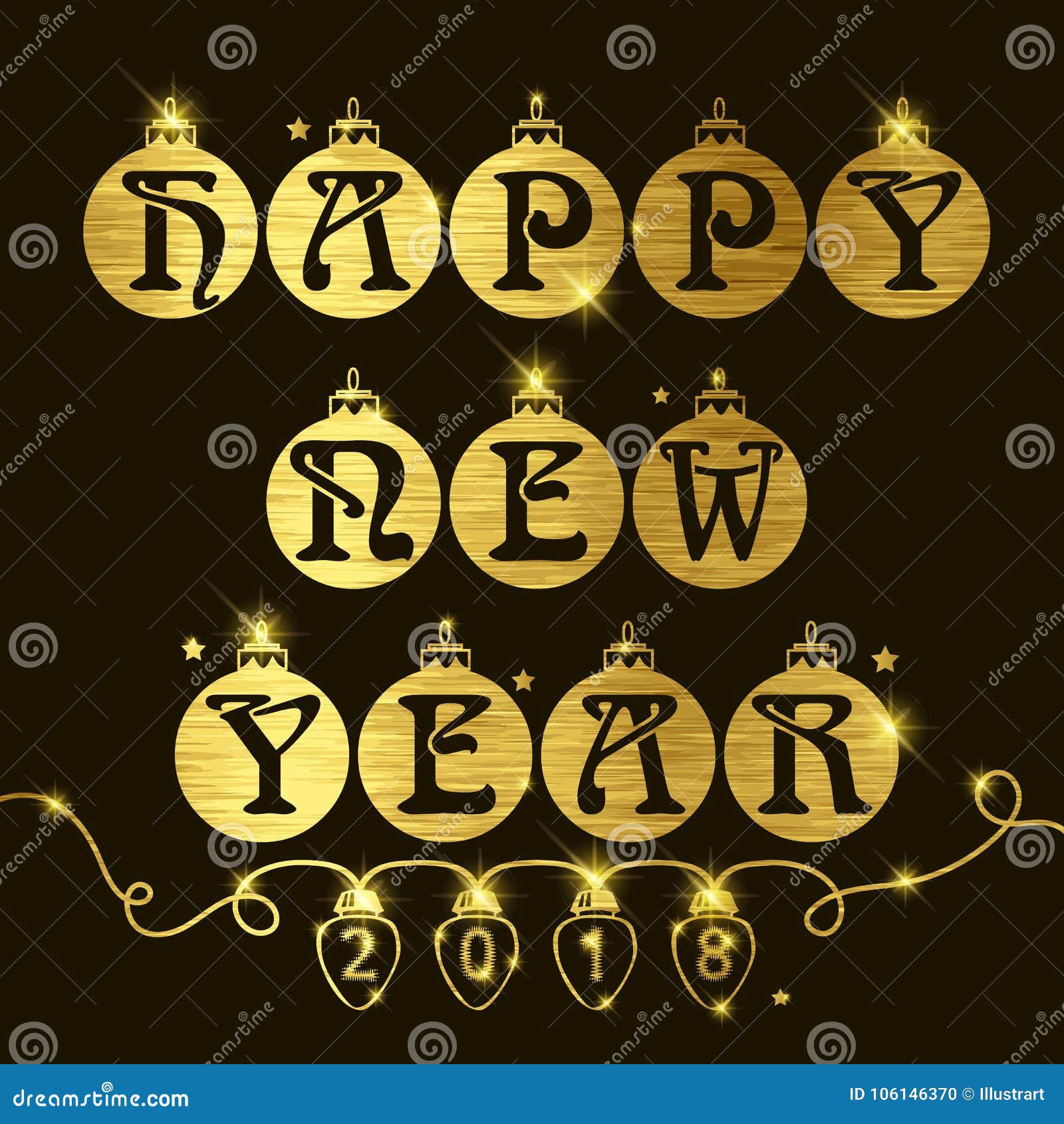 Happy New Year Background with Gold Effect Text Stock Vector ...