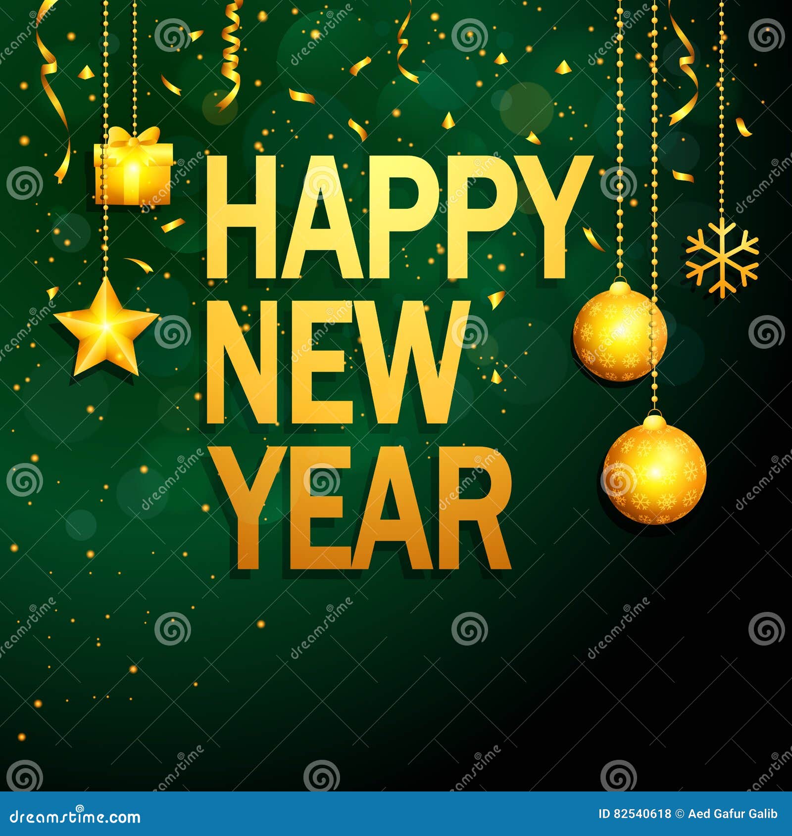 Happy New Year Background with Gold Glitter Stock Vector - Illustration ...