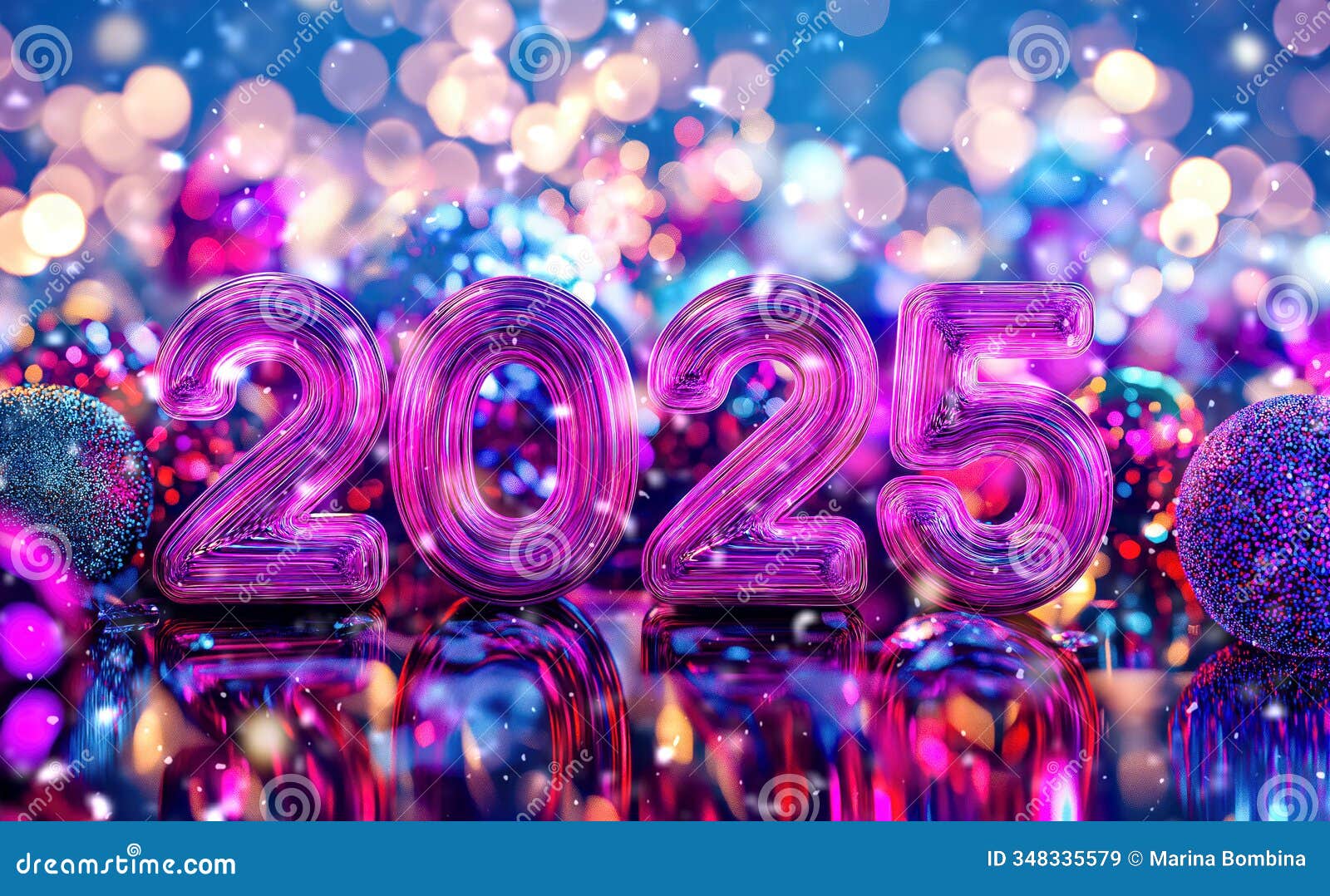 Happy New Year 2025 Background. Pink Numbers 2025 and Bokeh Stock Illustration - Illustration of ...