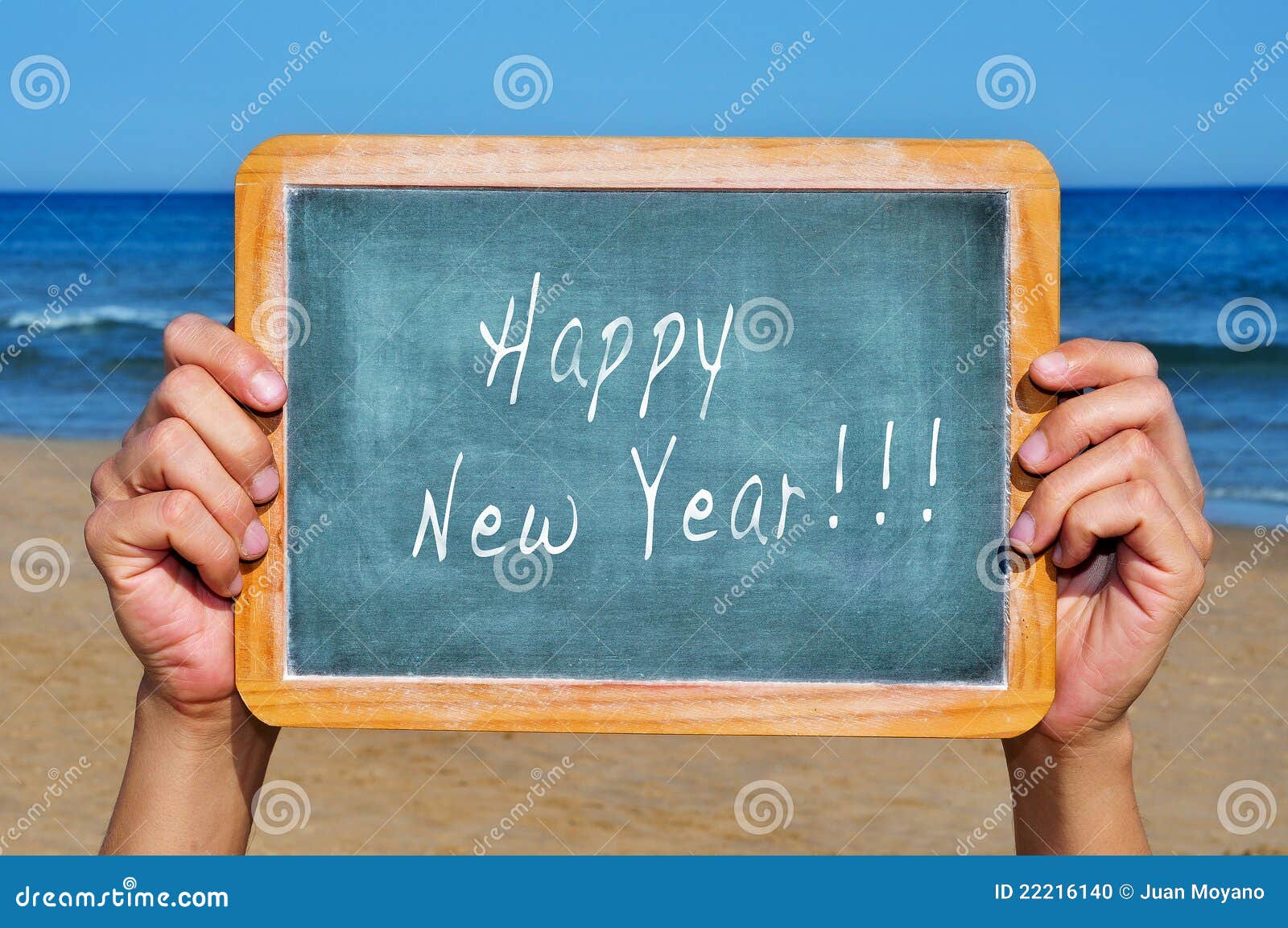 Happy New Year on the Beach Stock Photo - Image of concept, event: 22216140