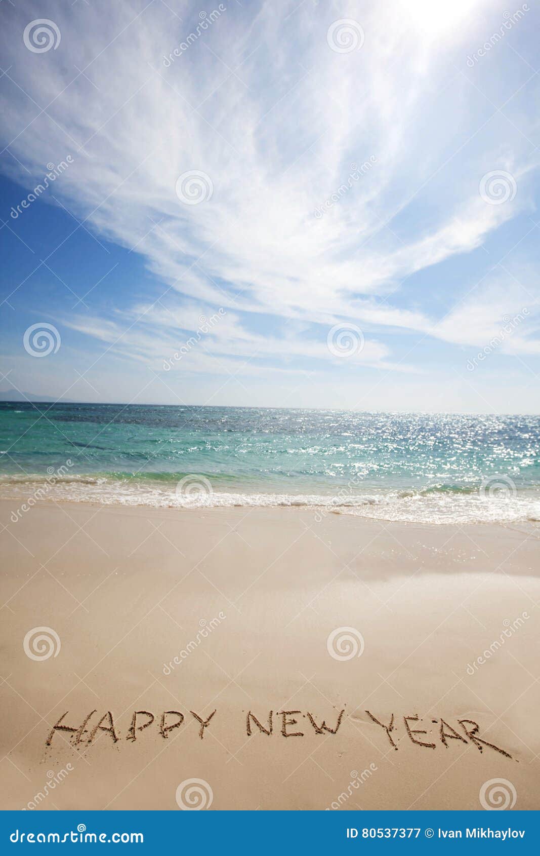 Happy new year on beach stock image. Image of happy, symbol - 80537377