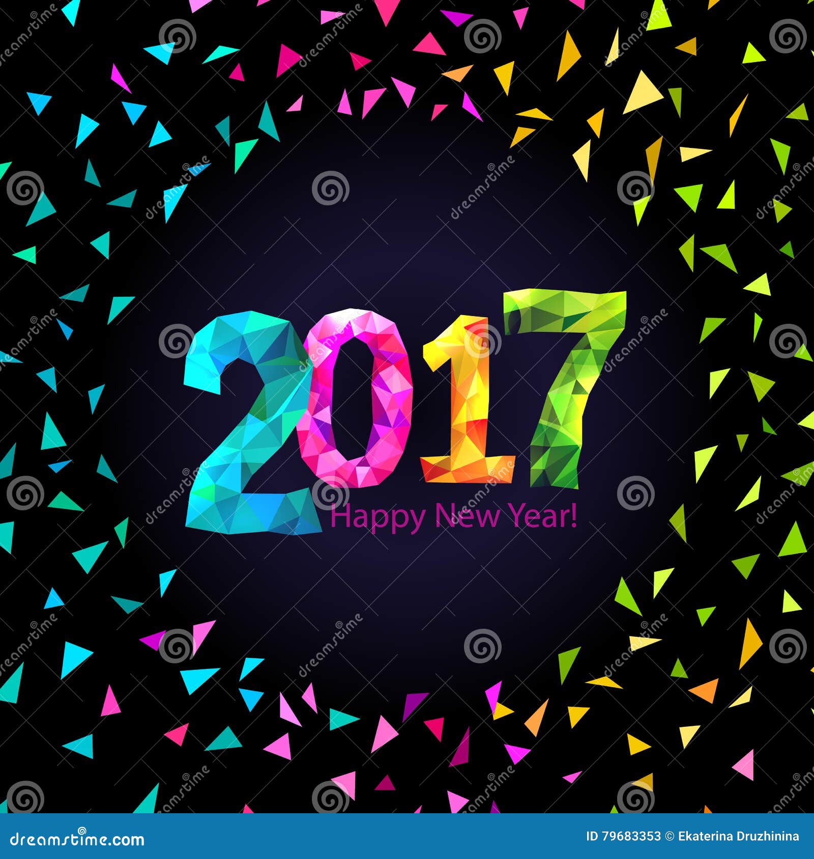 Happy New Year 2017 on Black Background Stock Vector - Illustration of ...