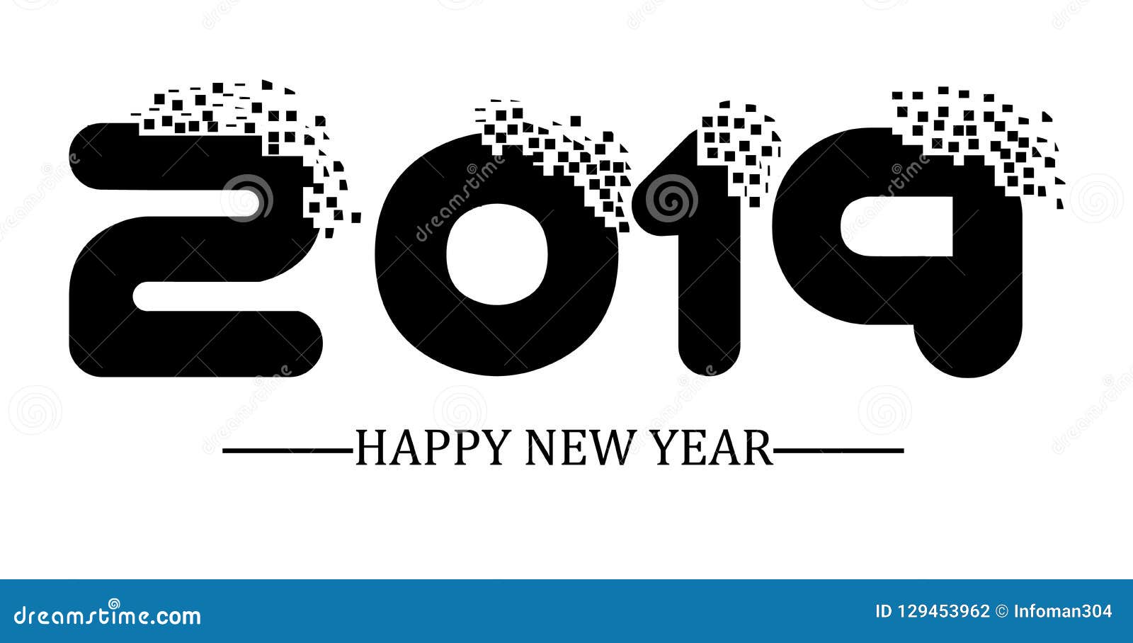 2019 Happy New Year Black Simple Scraps Style Stock Illustration ...