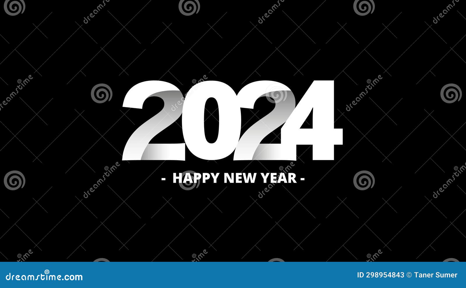 Happy New Year 2024 Black and White Text Design, Vector Stock ...
