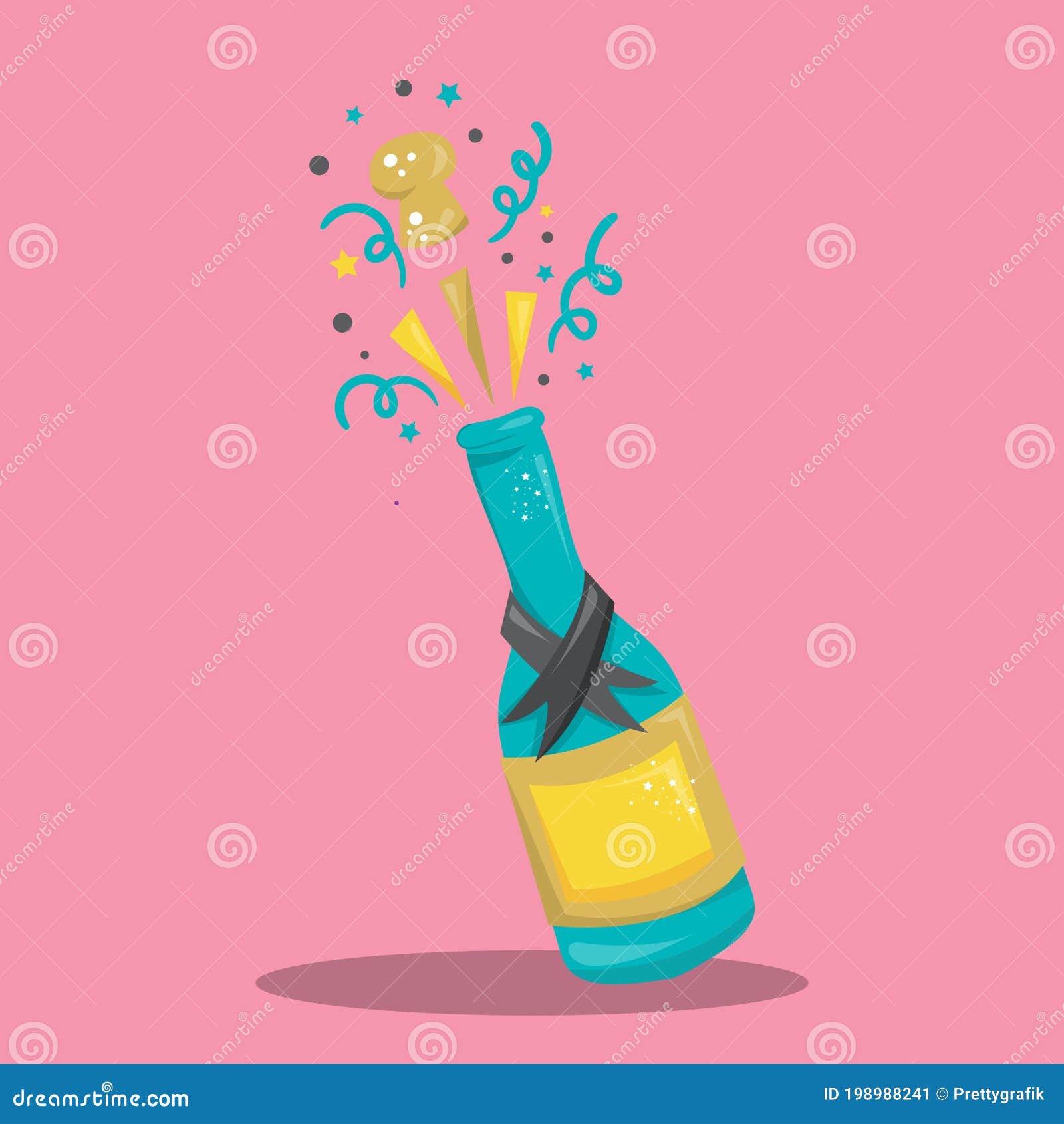 Happy new year bottle 14 stock vector. Illustration of vector - 198988241