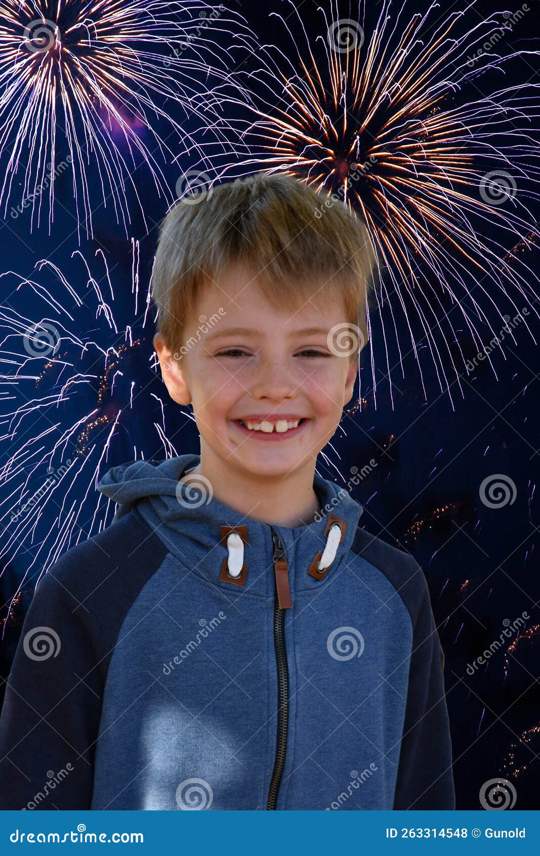 Happy New Year 2023 . Boy with Fireworks at Midnight Stock Photo ...