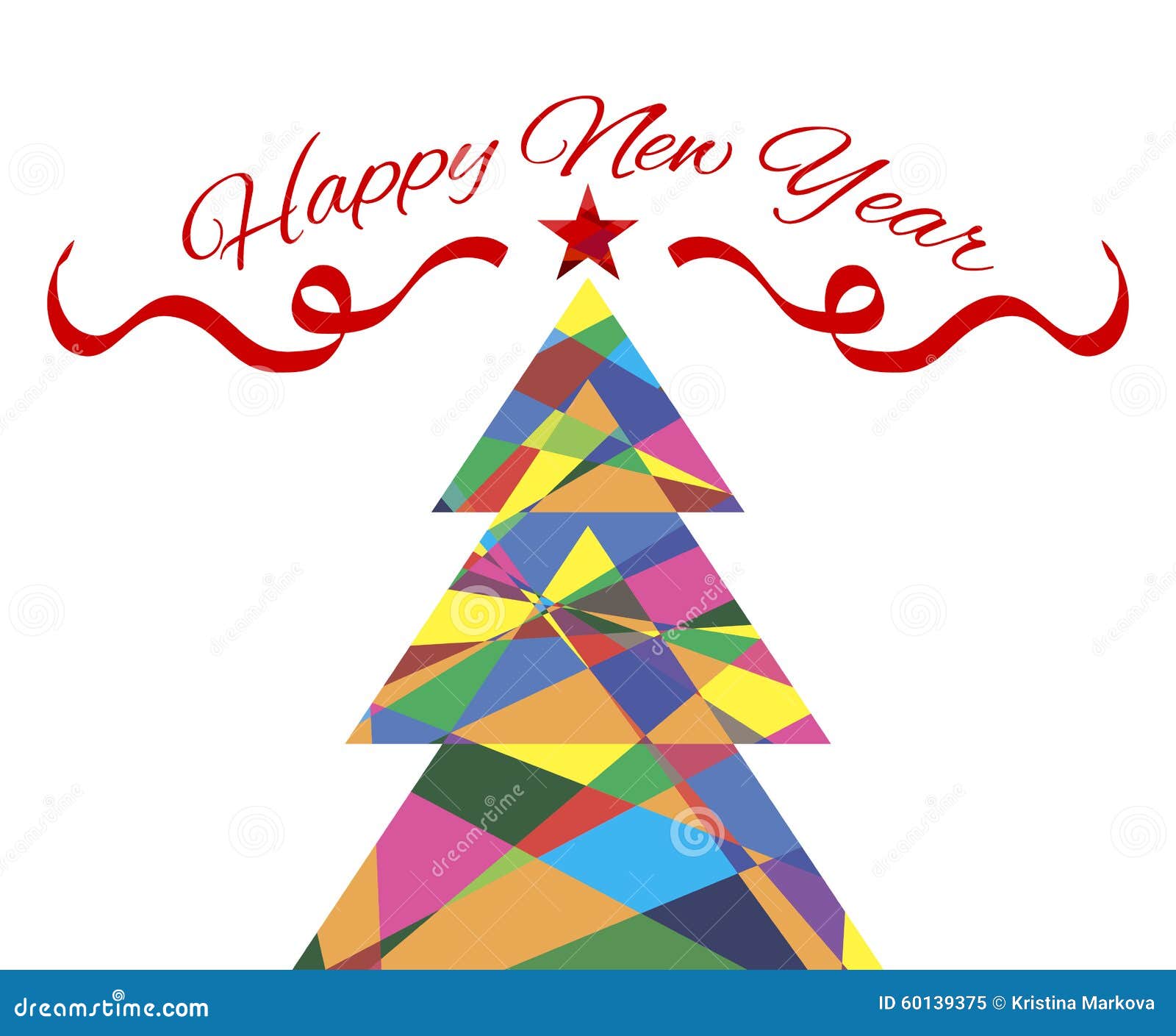 Happy New Year Card Christmas Tree Stock Vector - Illustration of ...
