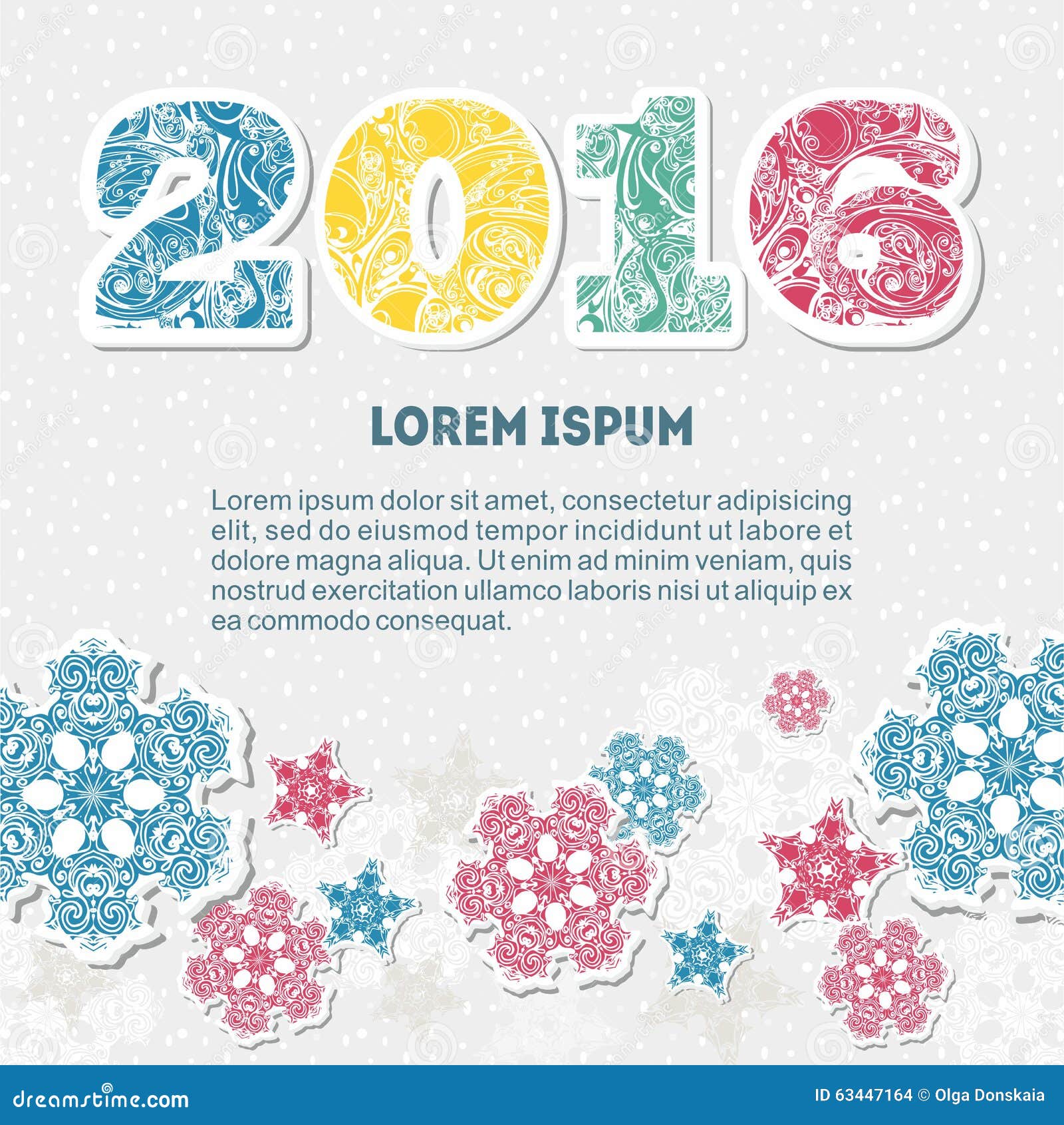 Happy New Year Card Template with Multicolor Figures Stock Vector ...