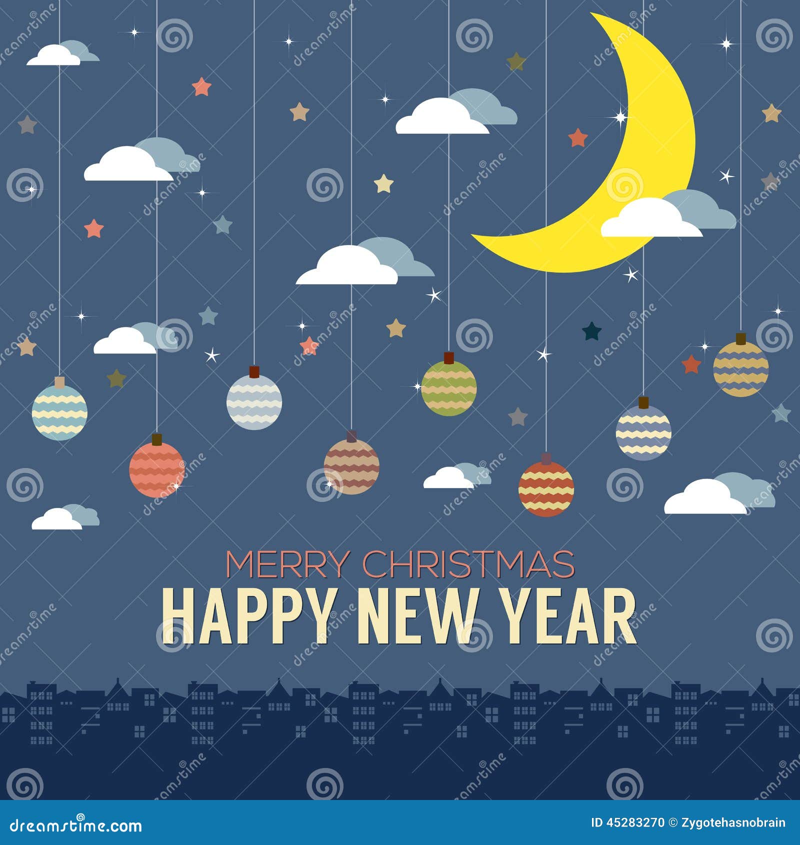 Happy New Year Card stock vector. Illustration of city - 45283270