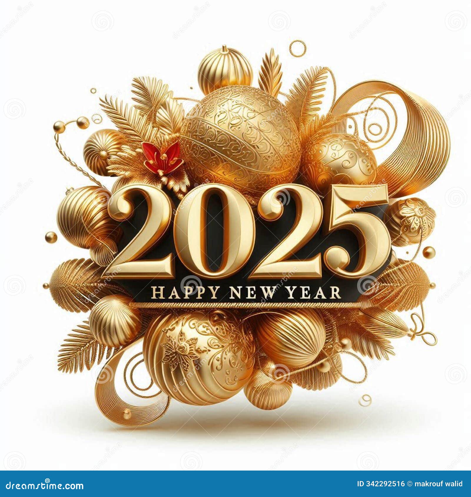 Happy New Year 2025 Celebration Card Stock Photo - Image of sapin, snow ...