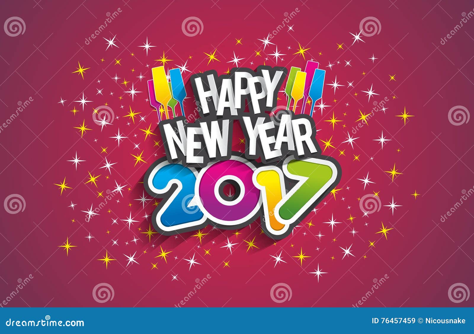 Happy new year 2017 stock vector. Illustration of concept - 76457459