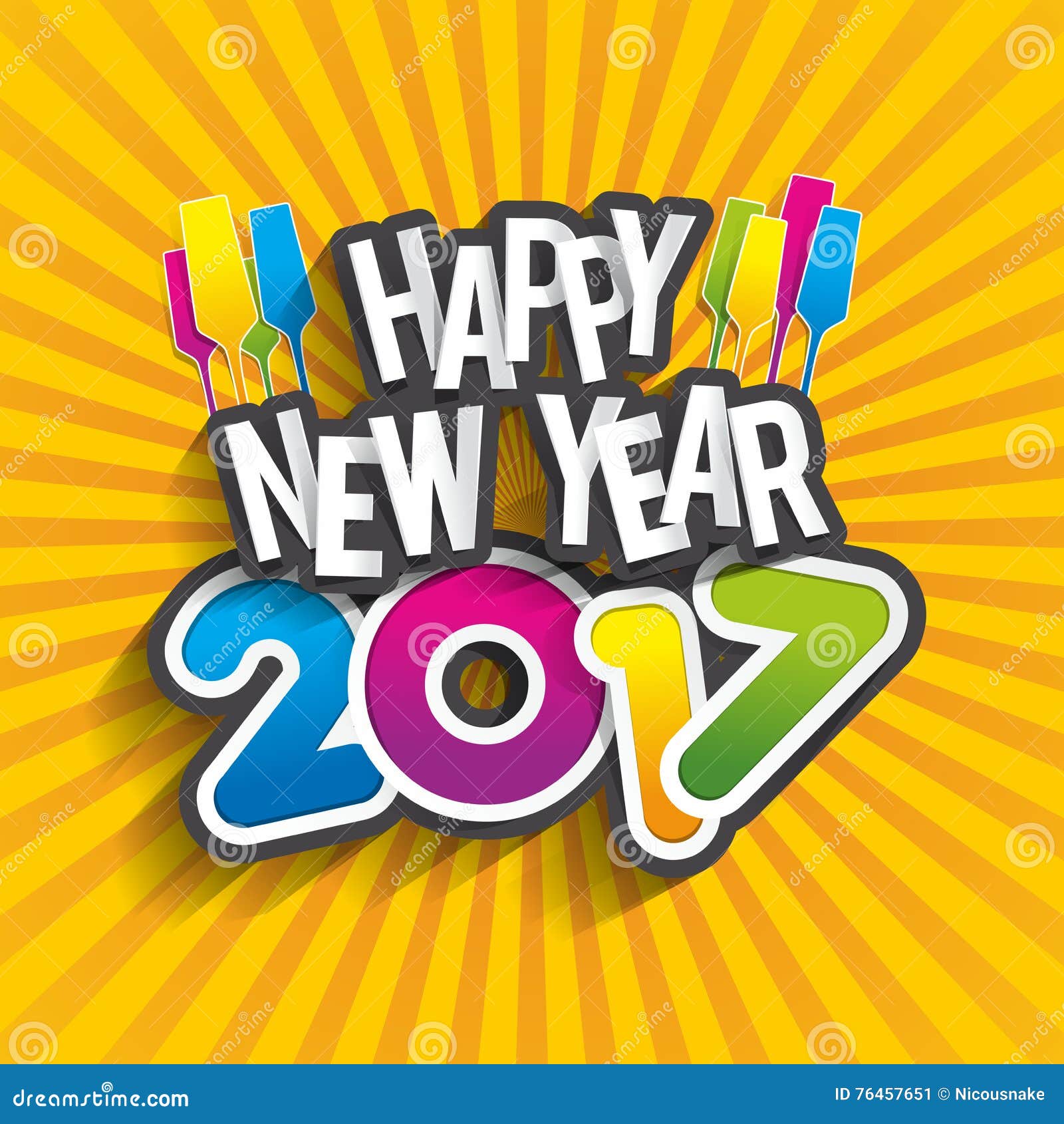 Happy new year 2017 stock vector. Illustration of date - 76457651