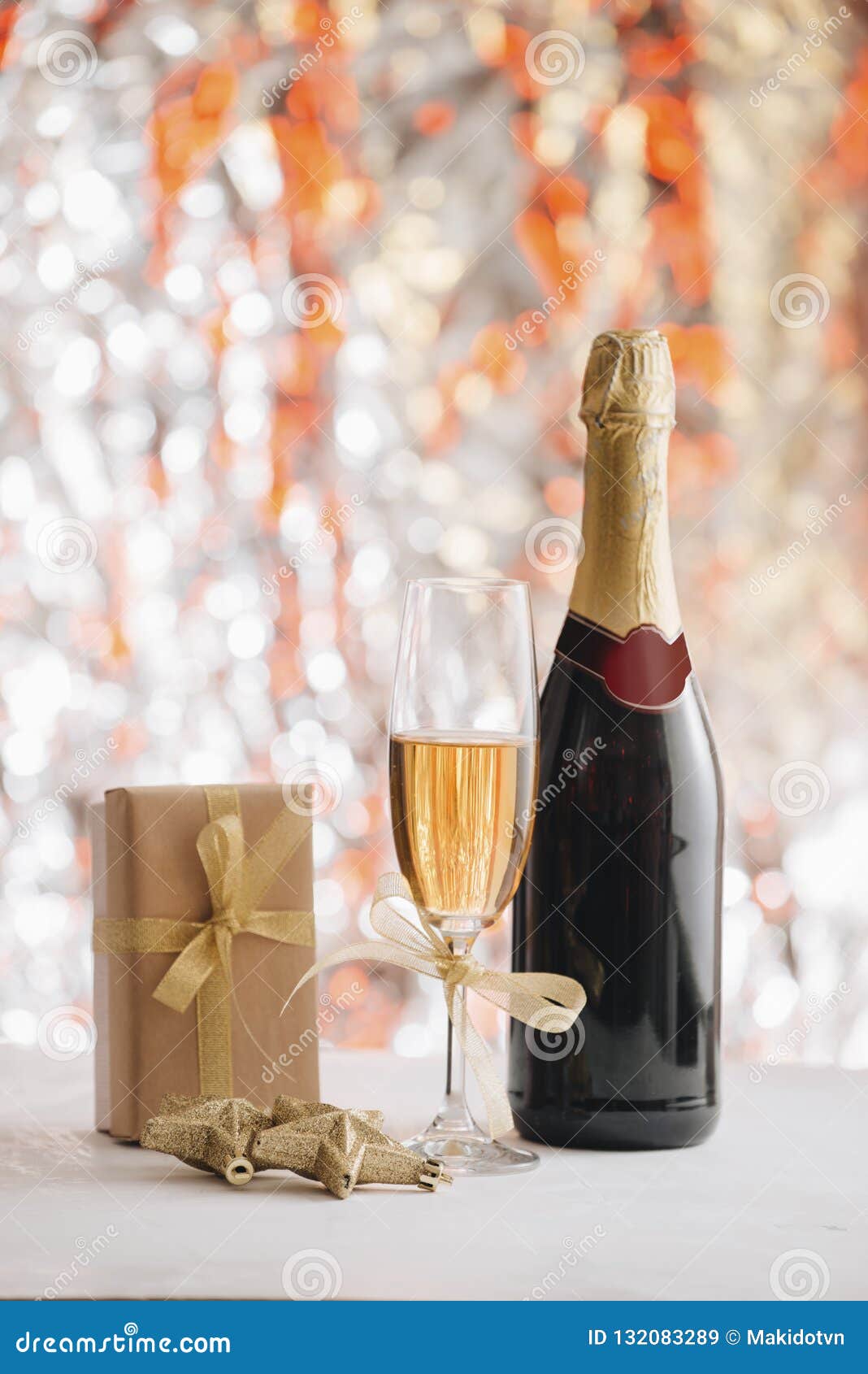 Happy New Year - Champagne and Serpentine Stock Image - Image of yellow ...