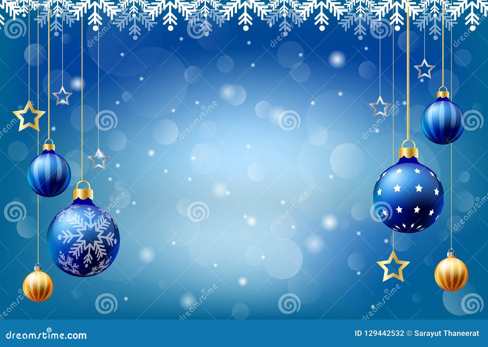 Happy New Year Christmas Snowing Ball Background, Text Input Box,Blue ...