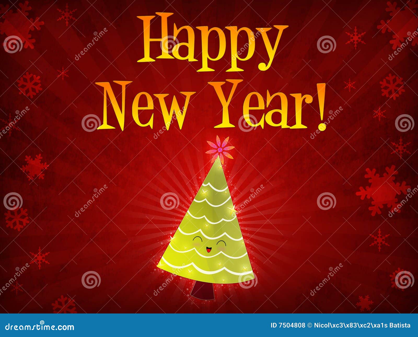 Happy New Year, Christmas Tree Stock Illustration - Illustration of ...