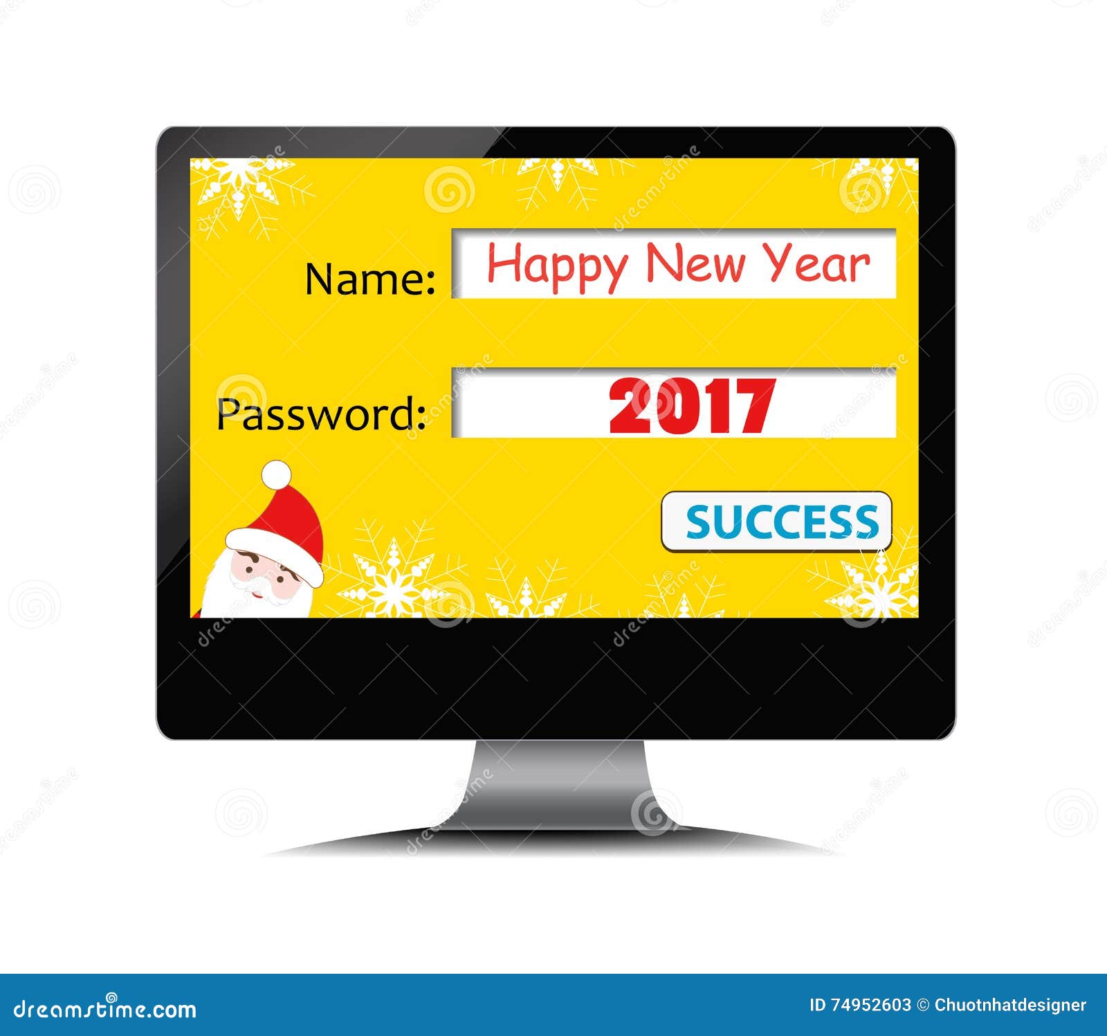Happy New Year 2017 on Computer Screen Stock Vector - Illustration of ...
