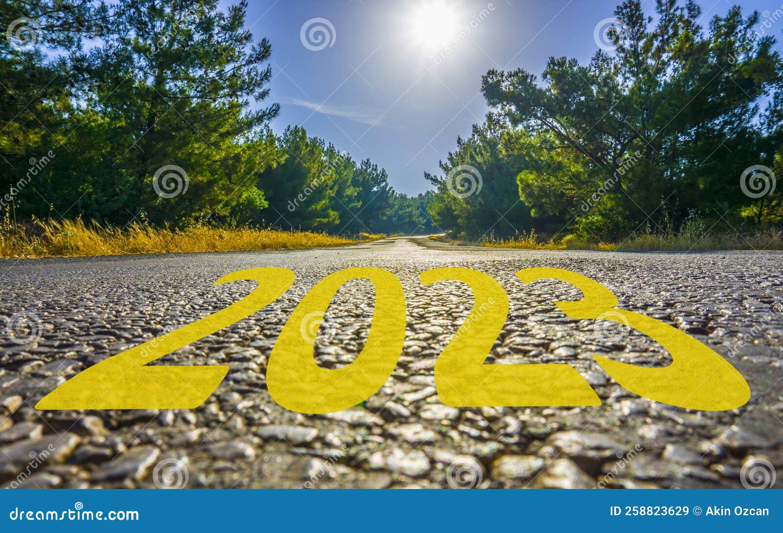 Happy New Year 2023 Concept with Text on Empty Asphalt Road Stock Image ... Happy New Year 2023 Concept with Text on Empty Asphalt Road Stock Image ...