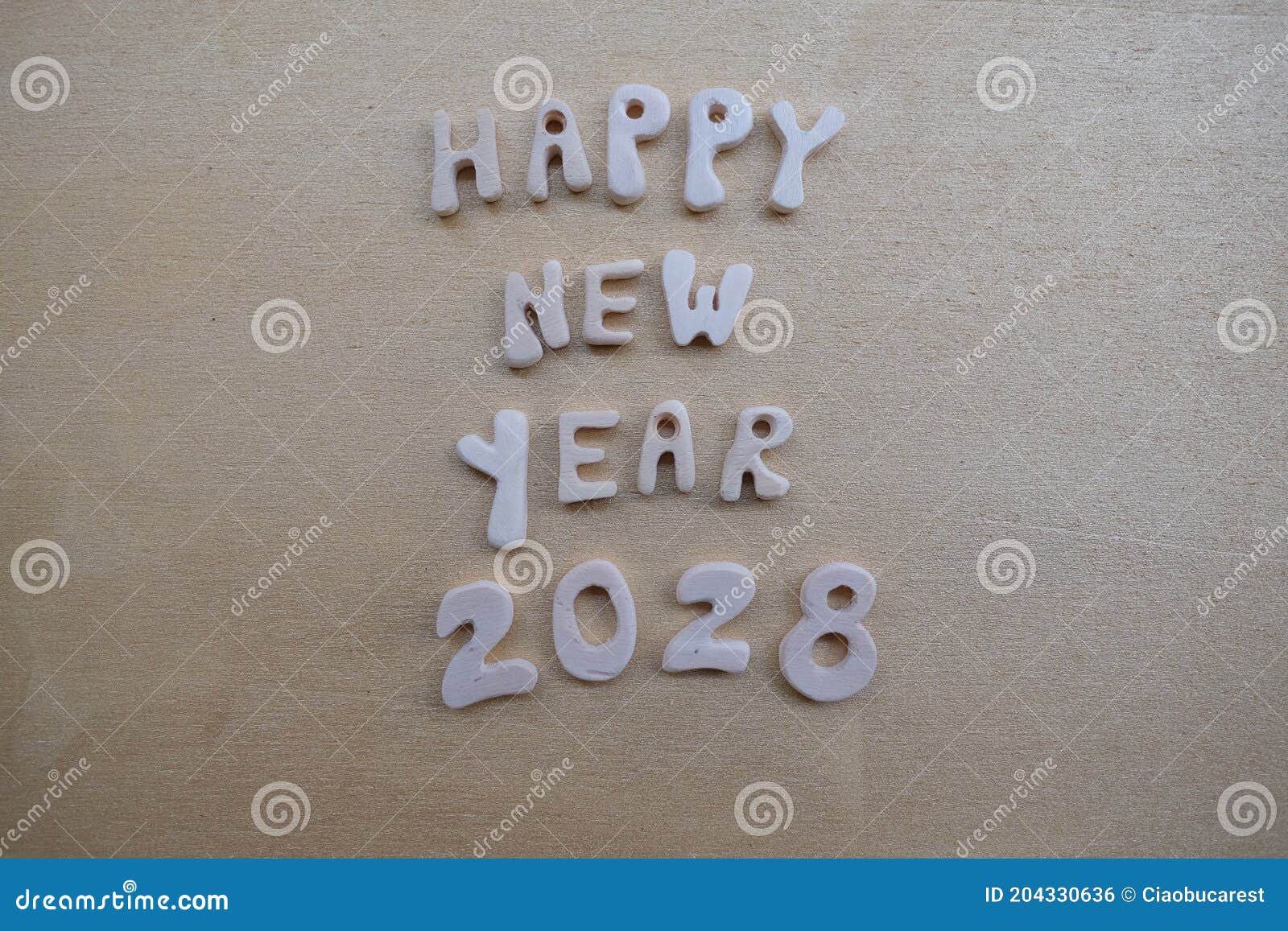 Happy New Year 2028, Creative Message Composed with Wooden Letters ...