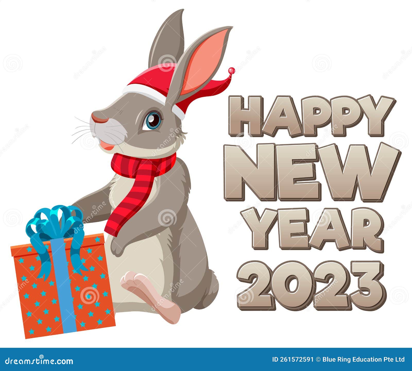 Happy New Year 2023 with Cute Rabbit Stock Vector - Illustration of ...