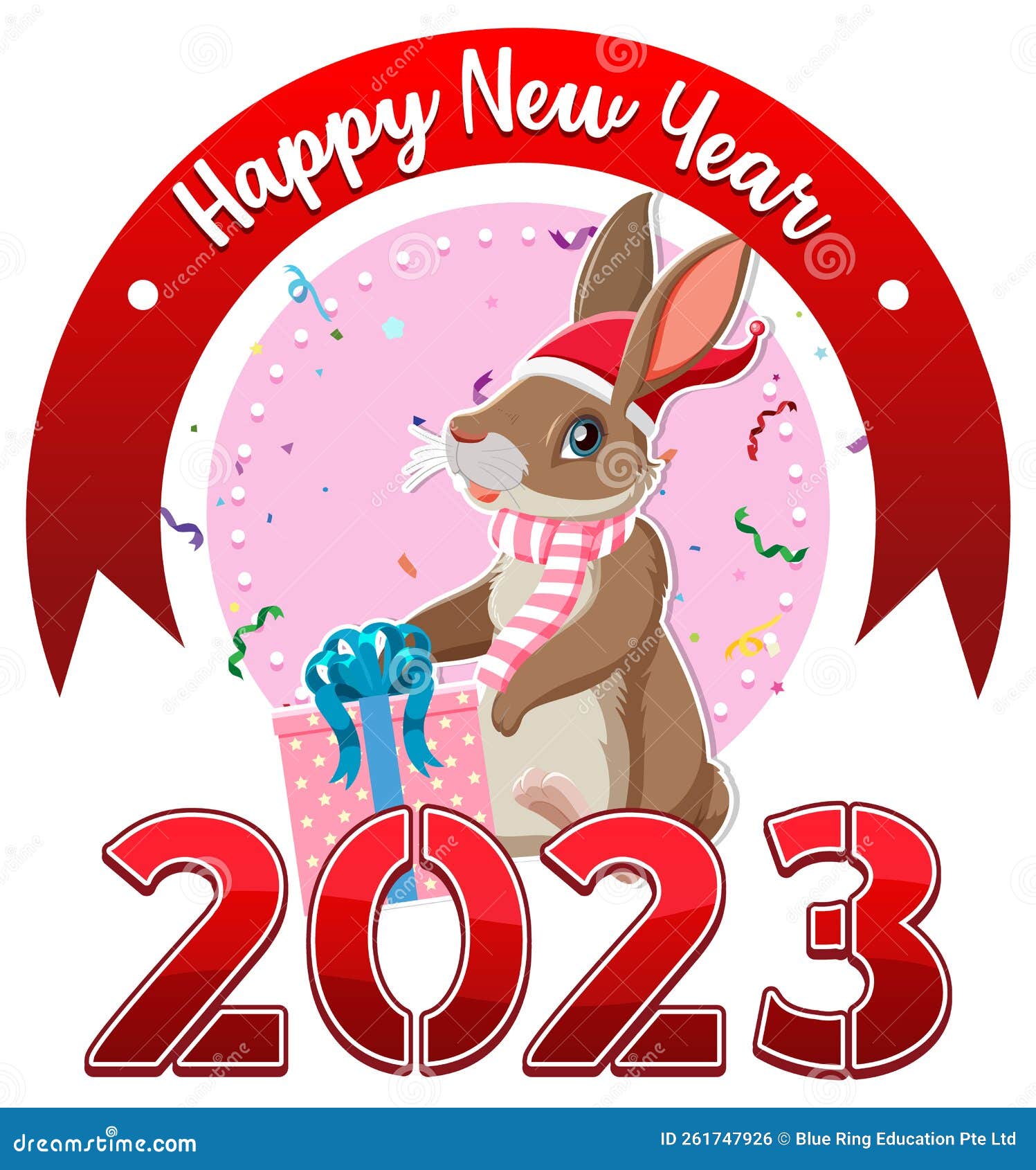 Happy New Year 2023 with Cute Rabbit Stock Vector - Illustration of ...