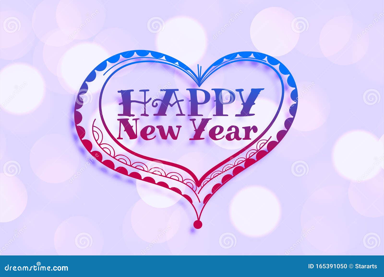 Happy New Year Decorative Heart Doodle Background Stock Vector ...