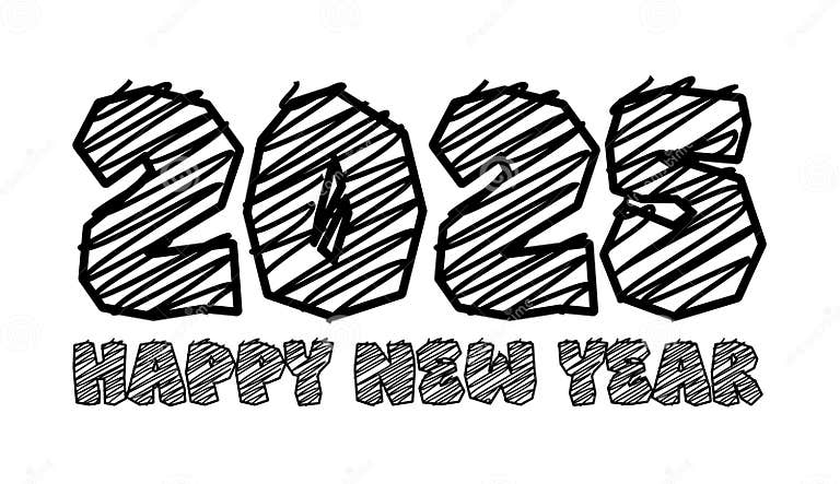 Happy New Year 2025 Design Element Scribble Black Stock Vector ...