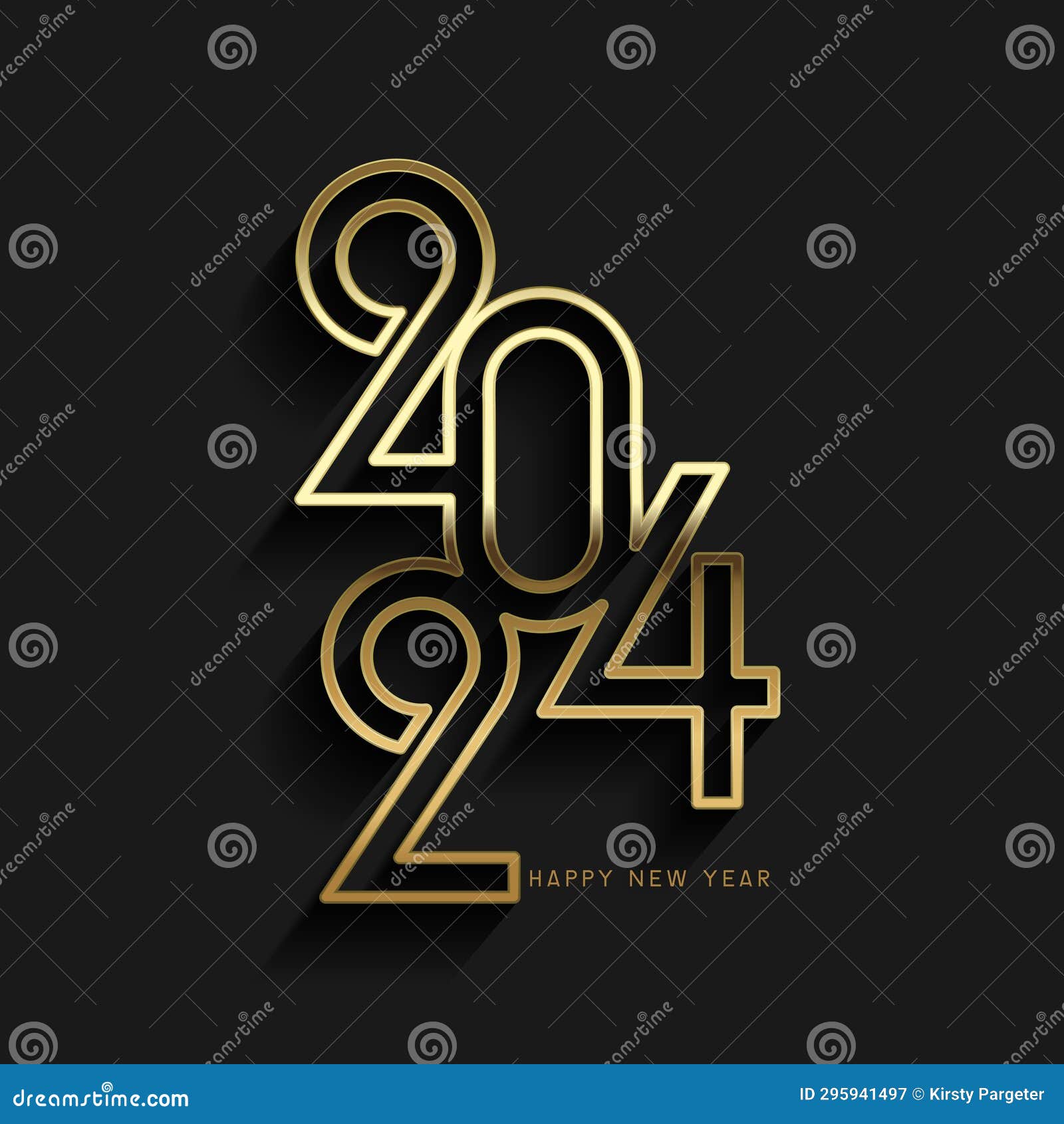 Happy New Year Design with Gold Numbers Stock Illustration ...
