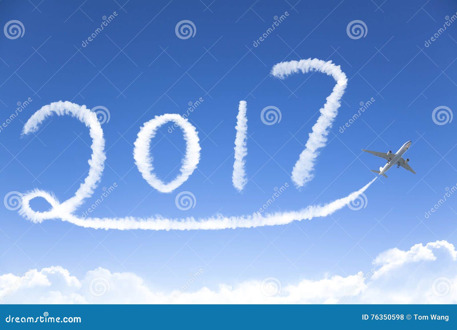 Happy New Year 2017 Drawing by Airplane Stock Photo - Image of happy ...