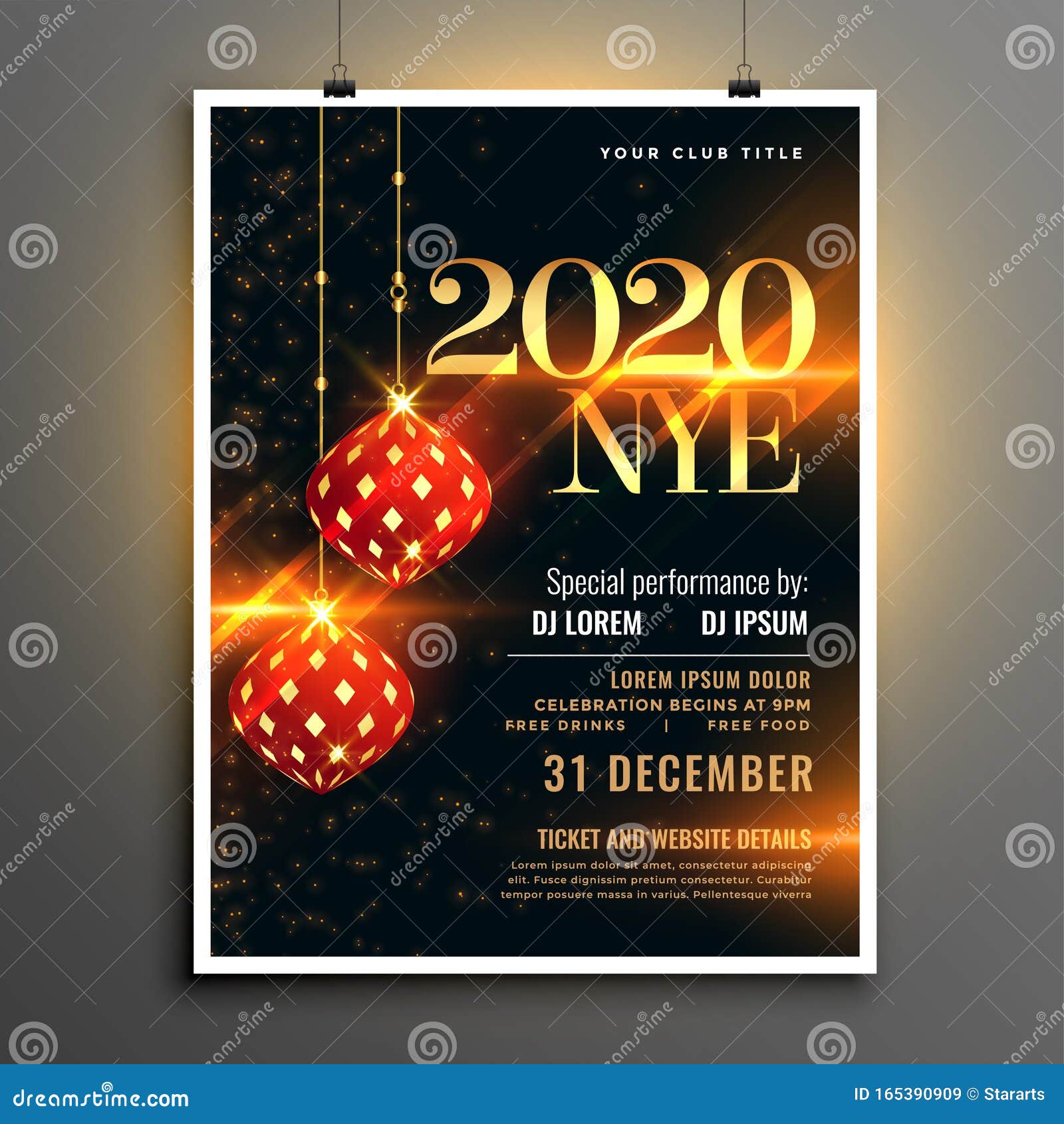 Happy New Year Event Party Invitation Flyer Template Design Stock ...
