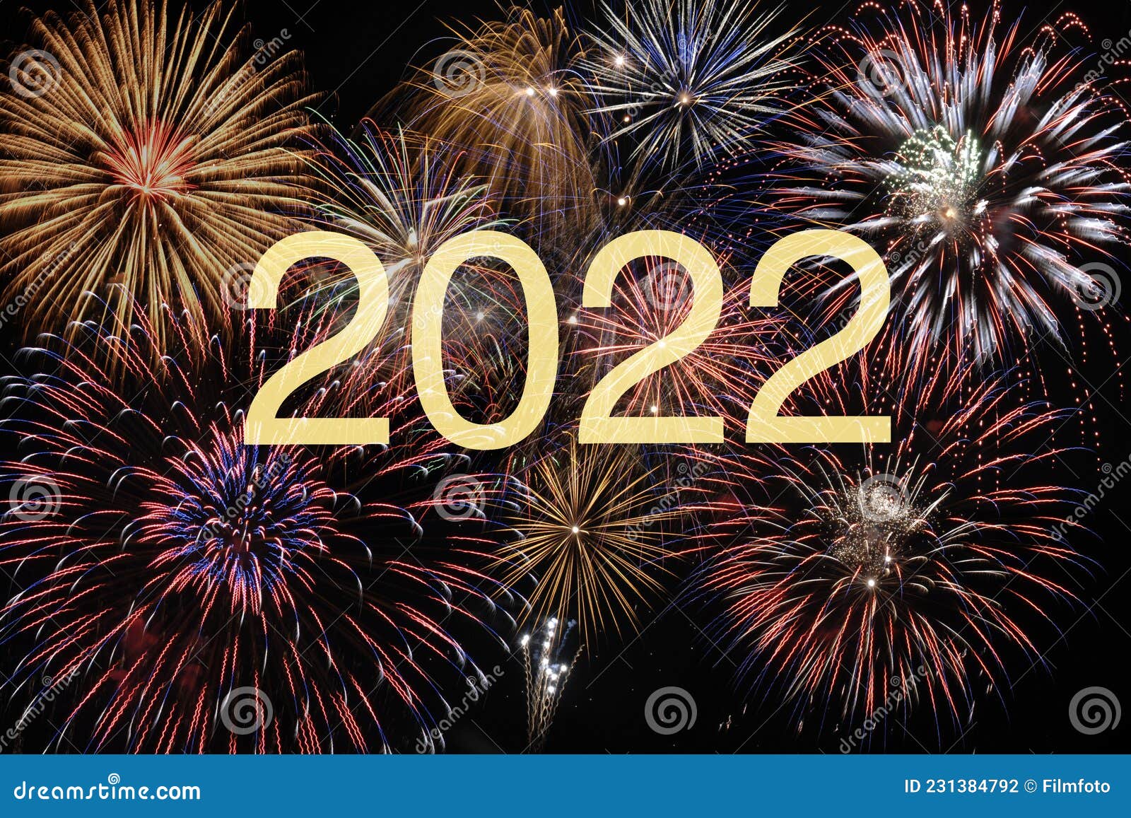 Happy New Year 2022 with Fireworks Stock Photo - Image of jubilee ...
