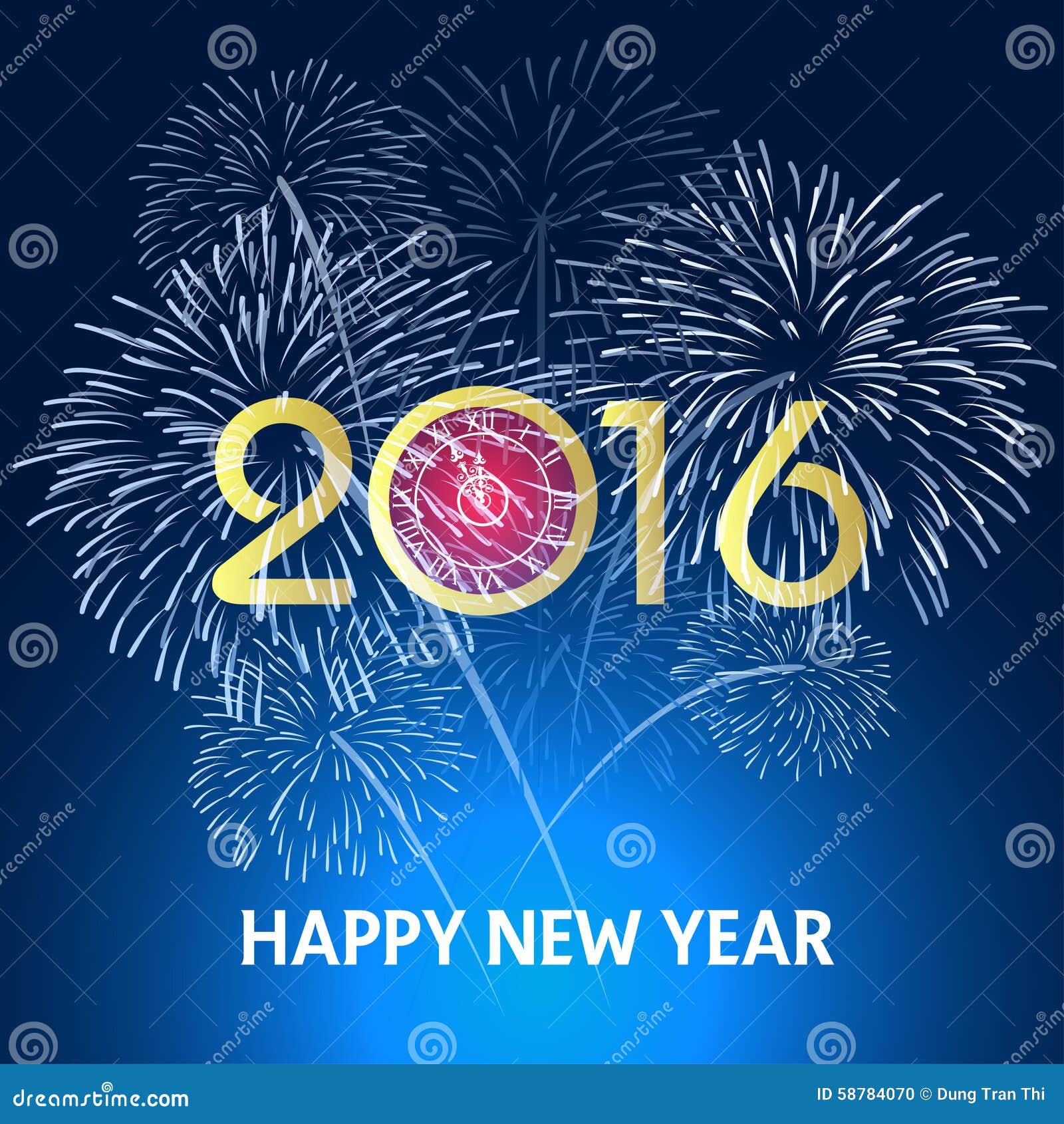 Happy New Year 2016 With Fireworks Background Stock Vector ...