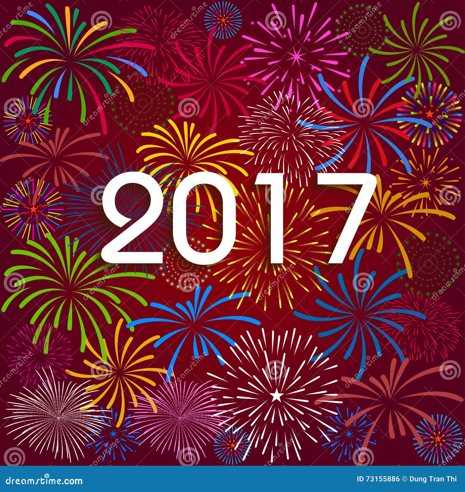 Happy New Year 2017 with Fireworks Background Stock Vector ...