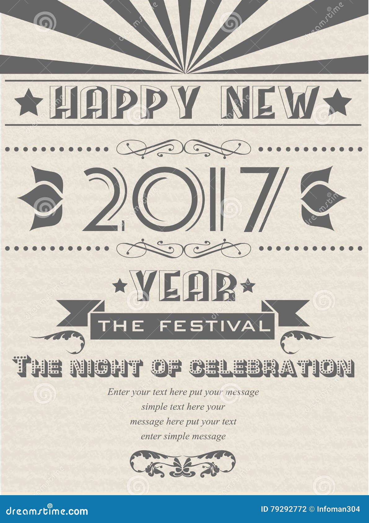 2017 Happy New Year Flyer Vintage Retro Poster Stock Vector ...