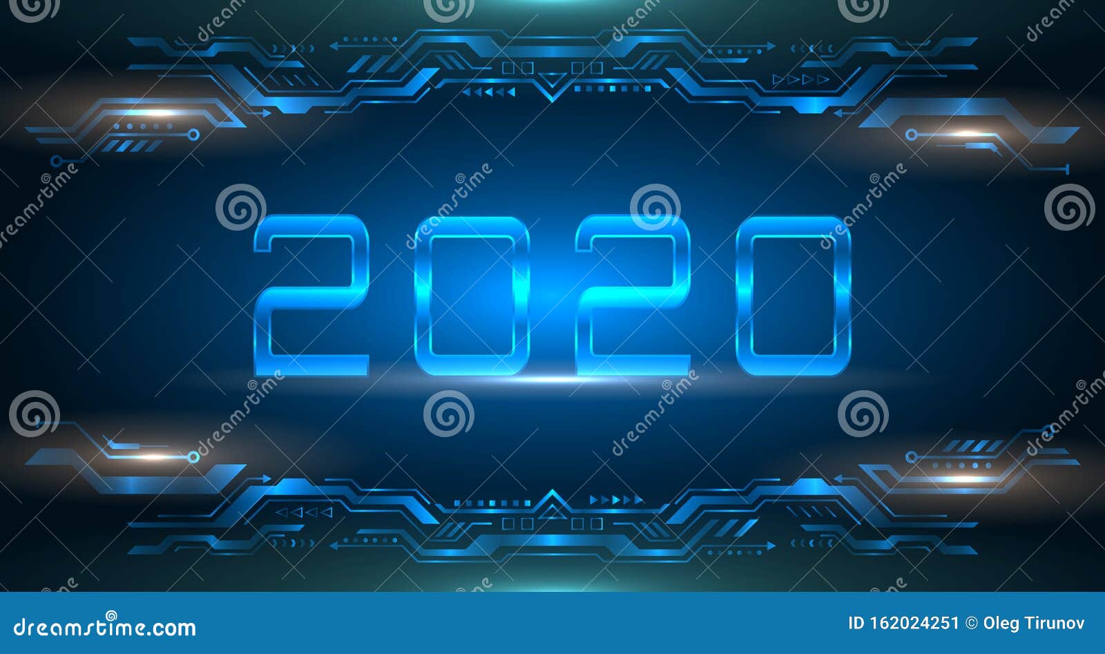 Happy New 2020 Year. Futuristic Glowing Frame Stock Vector ...