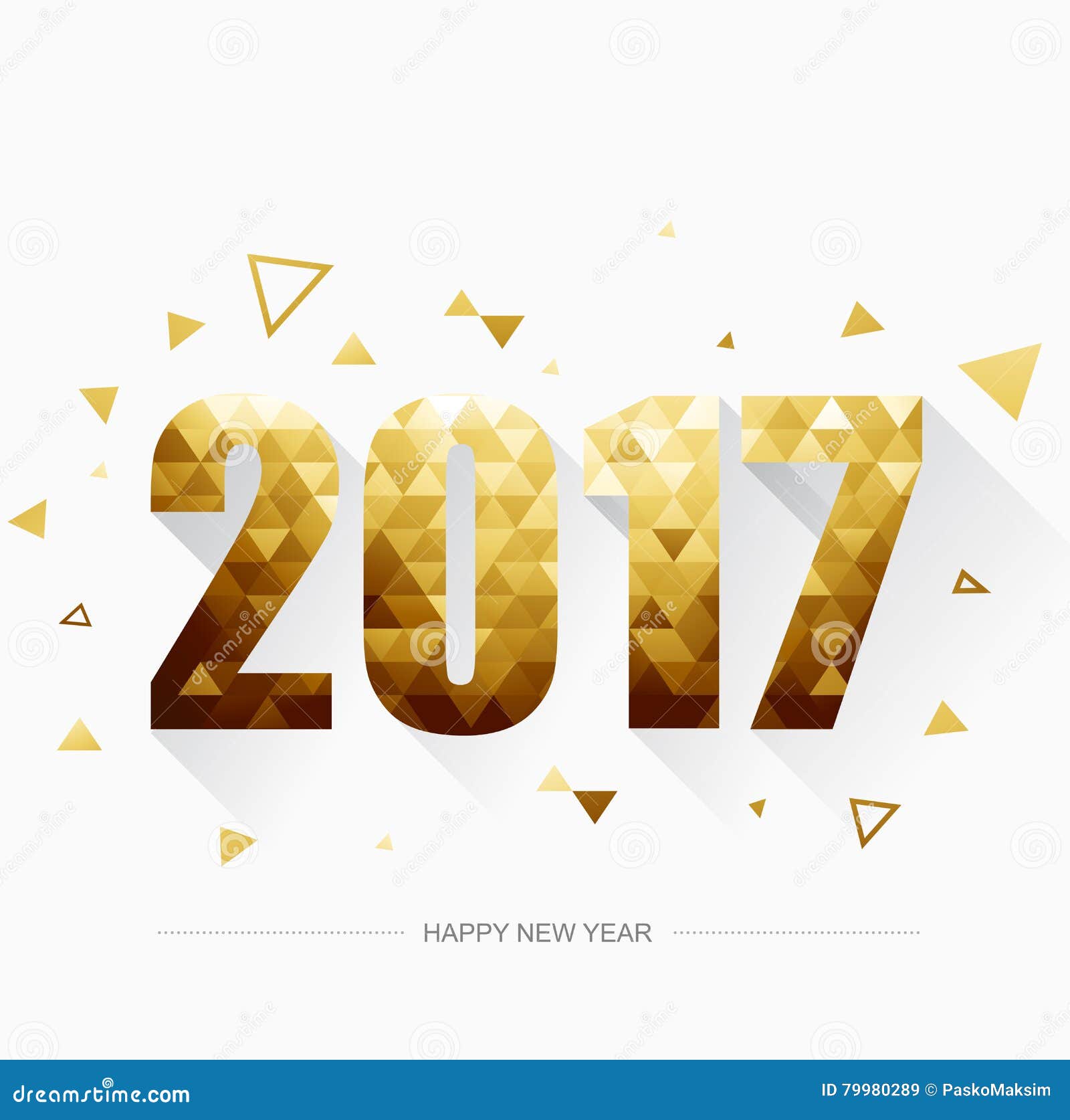 Happy new year 2017 Gold stock vector. Illustration of year - 79980289