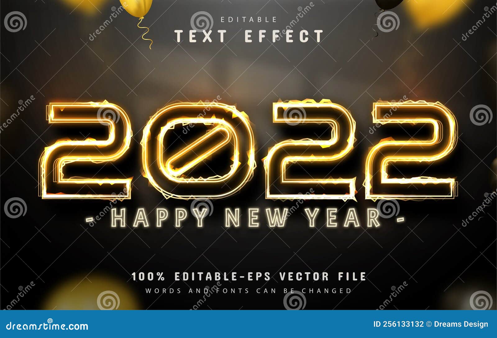 Happy New Year 2022 Gold Text Effect Editable Stock Vector ...