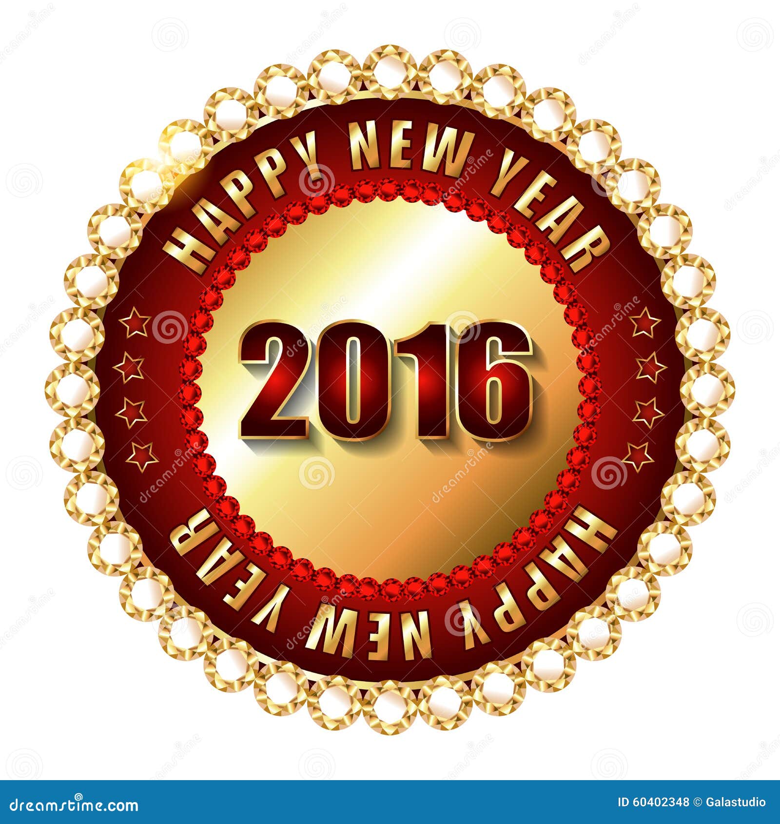 Happy New Year 2016 Golden Label and Stamp Stock Illustration ...