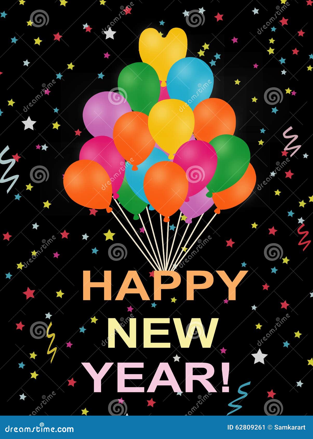 Happy New Year Greetings - Vector Stock Vector - Illustration of heart ...