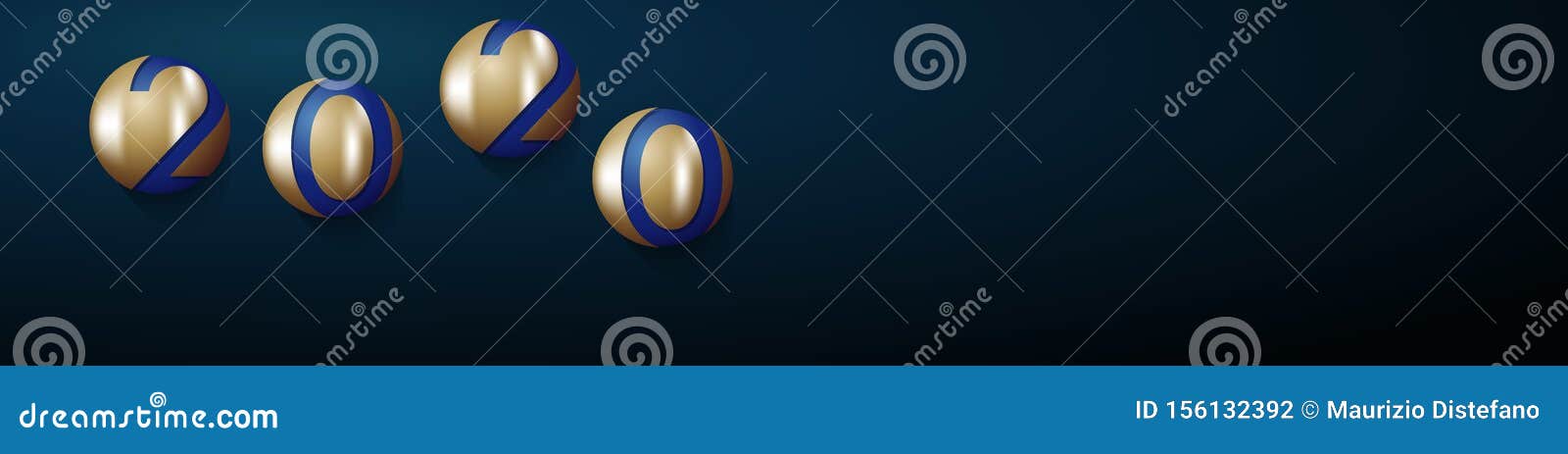 2020 Happy New Year Header Background. Golden Balls, Banner Stock ...