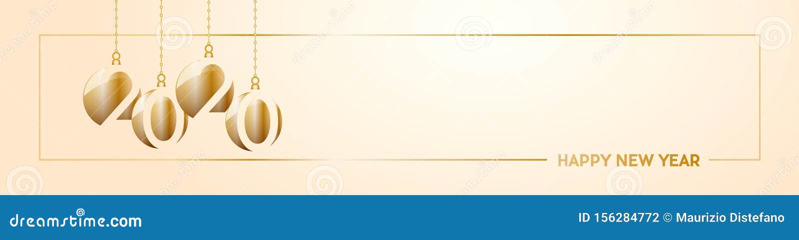 2020 Happy New Year Header Background. Golden Text with Frame, Banner ...