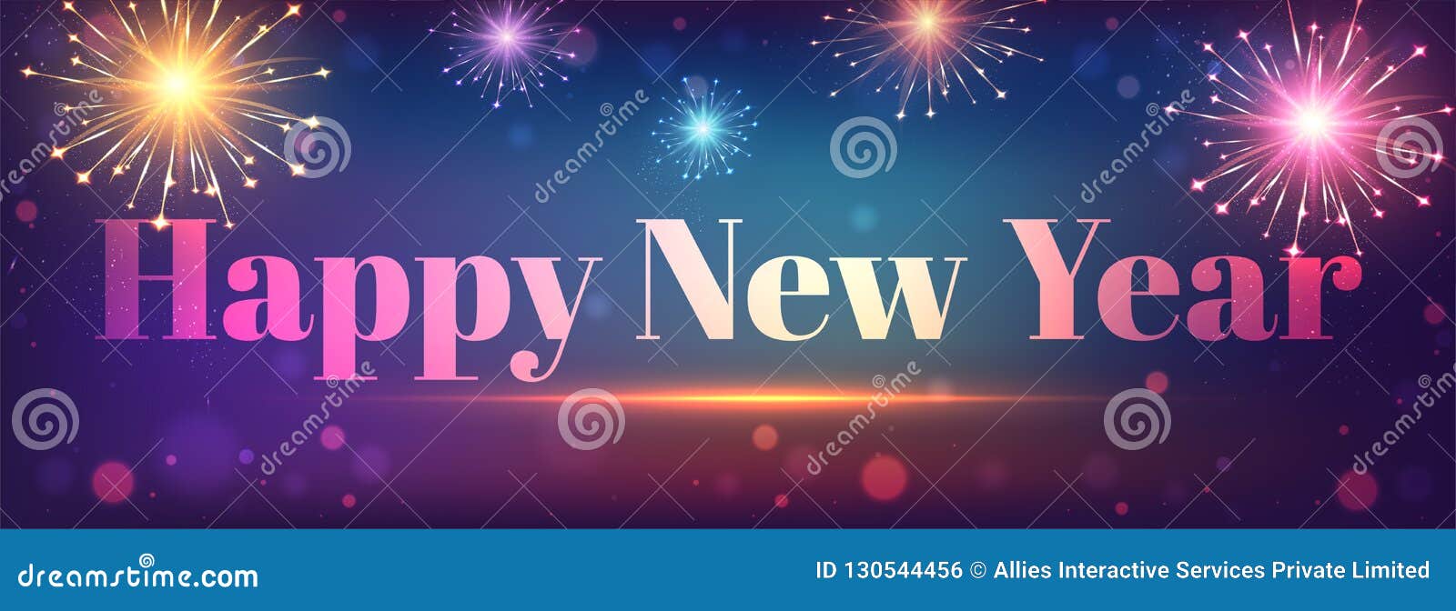 Happy New Year Header or Banner Design with Bursting Fireworks O Stock ...