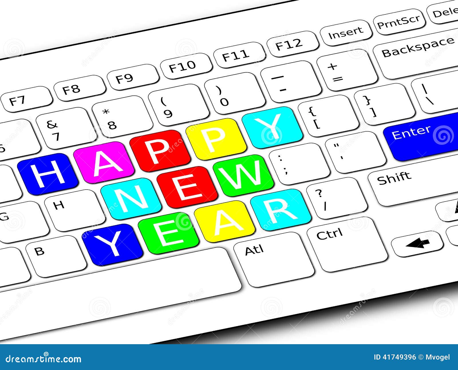Happy New Year Keyboard stock illustration. Illustration of hardware ...