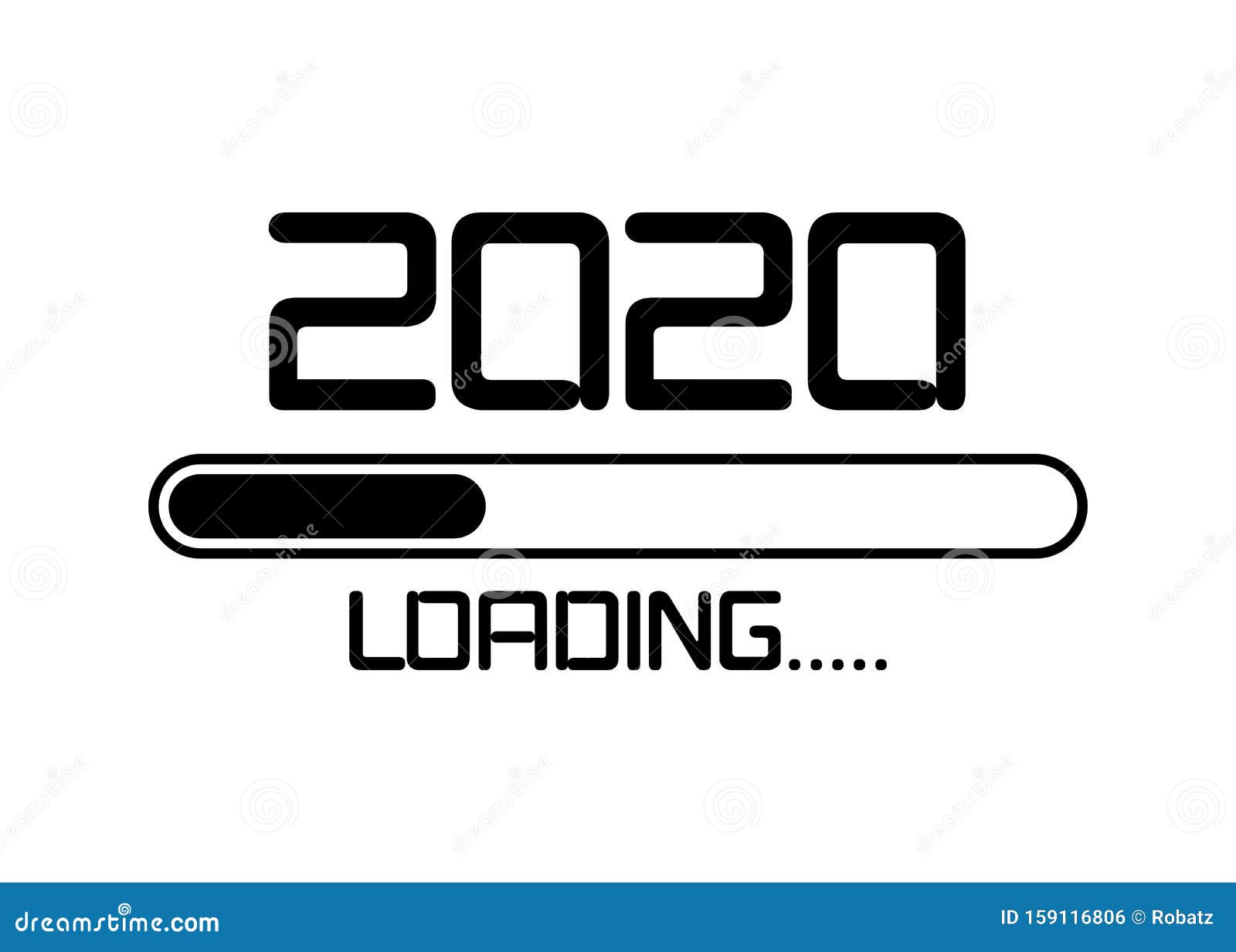 Happy New Year 2020 with Loading Icon Flat Style. Progress Bar almost ...