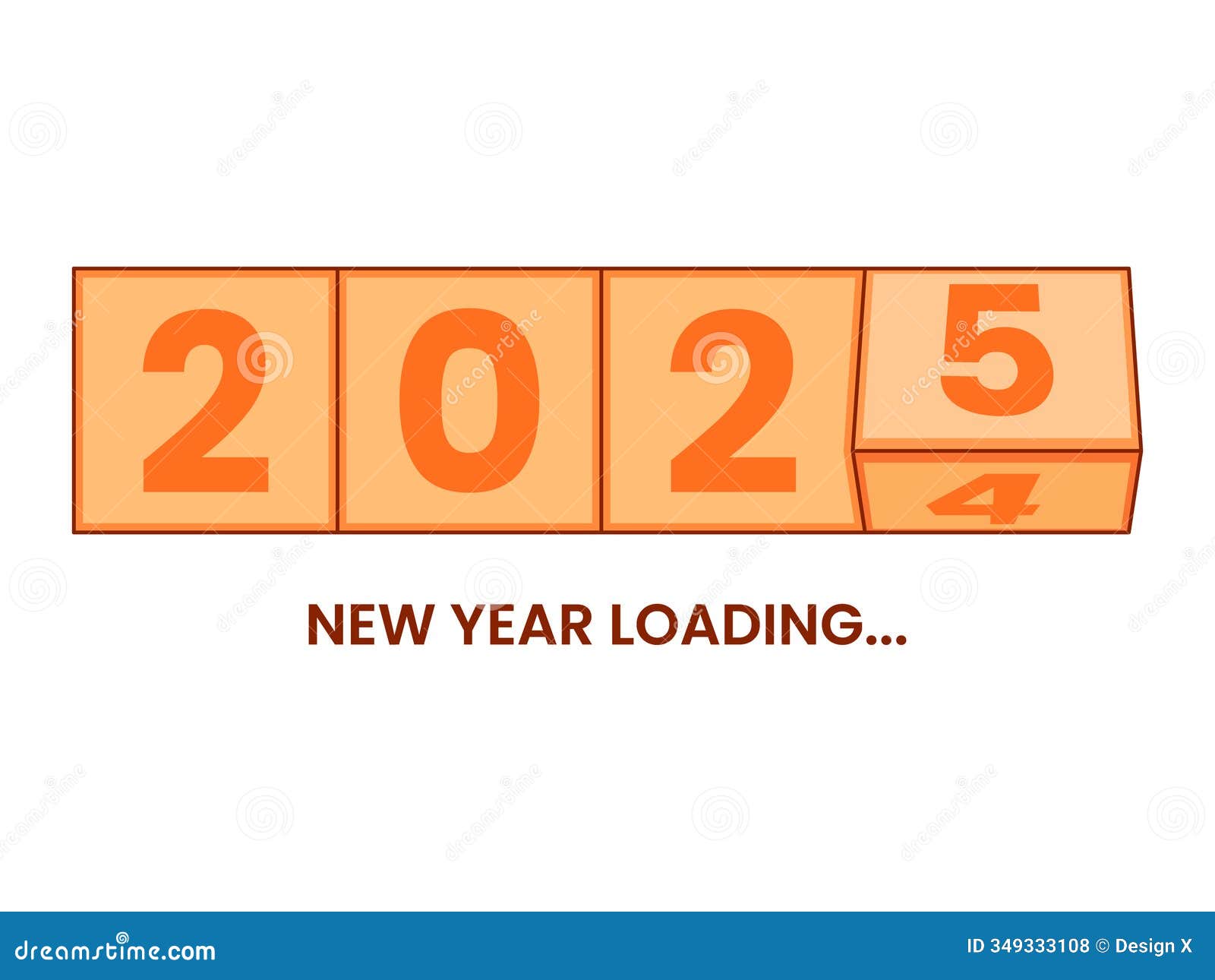 Happy New Year Loading 2025 Illustration Vector. New Year Cube Boxes ...