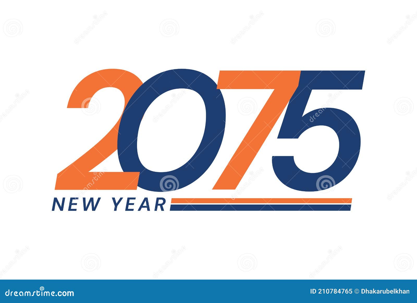 Happy New Year 2075 Logo Design, New Year 2075 Text Design Isolated on ...