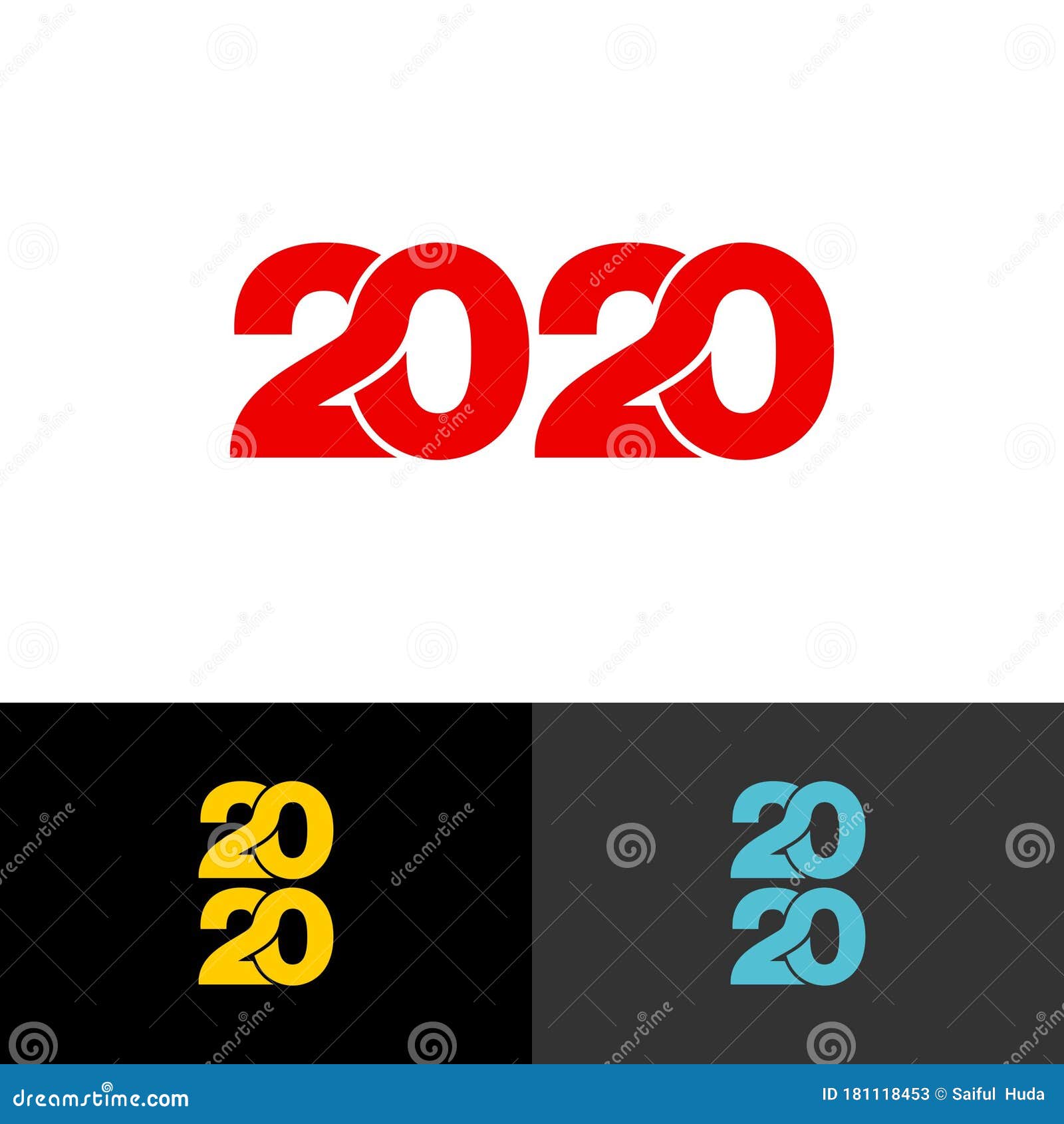 Happy New Year 2020 Logo Design Vector. Stock Vector - Illustration of ...