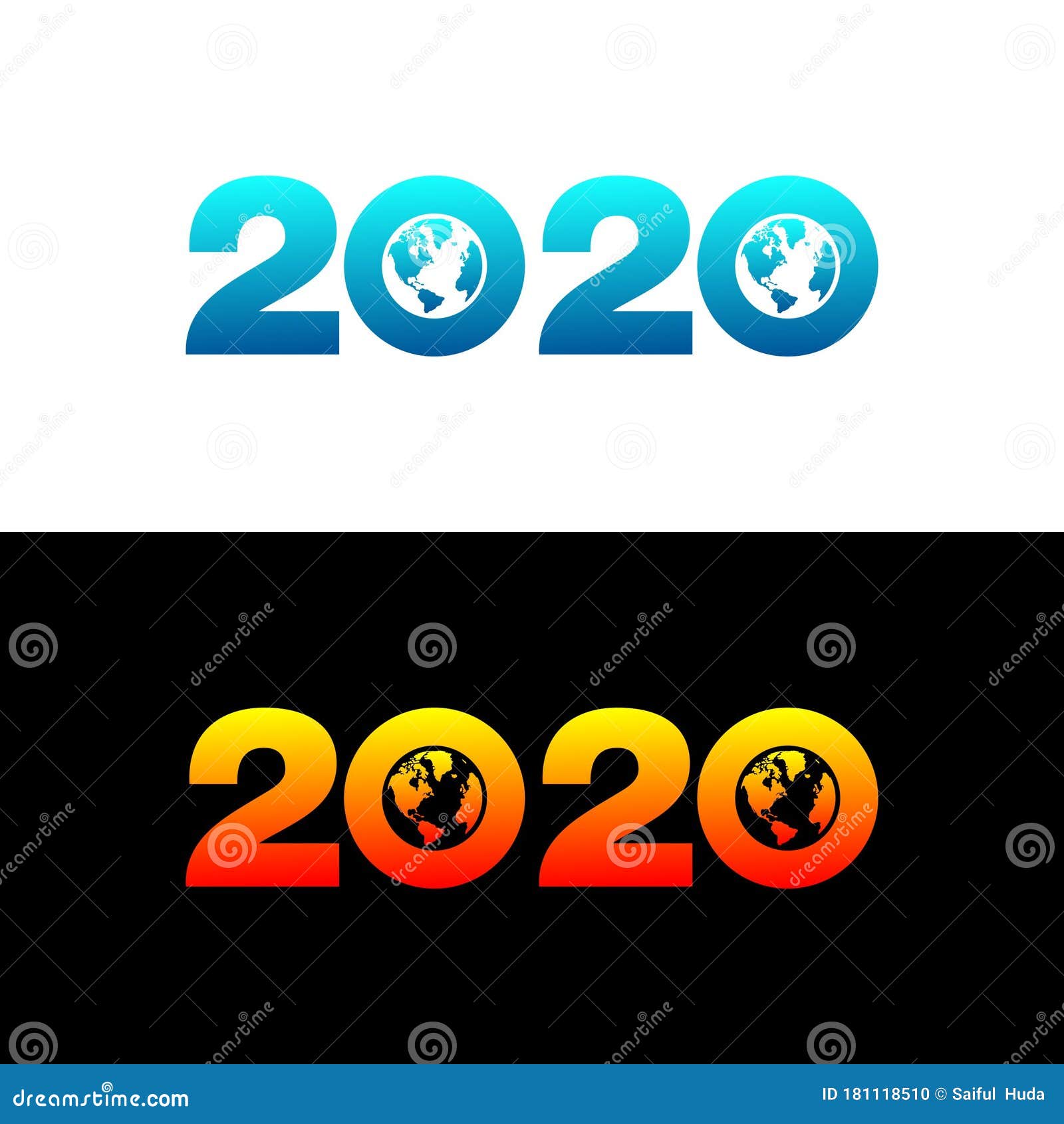 Happy New Year 2020 Logo Design Vector. Stock Vector - Illustration of ...